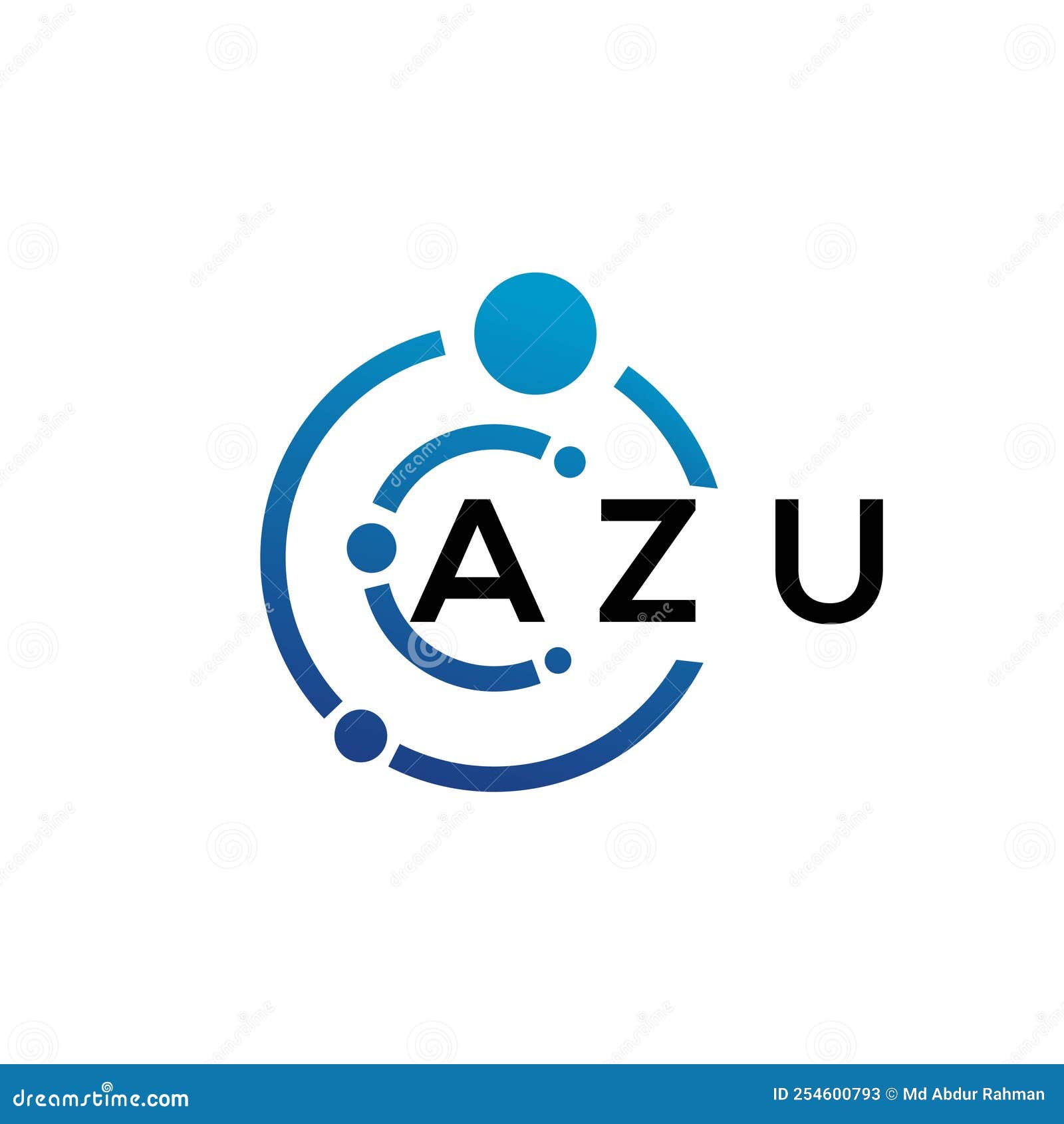 AZU Letter Logo Design on Black Background. AZU Creative Initials ...