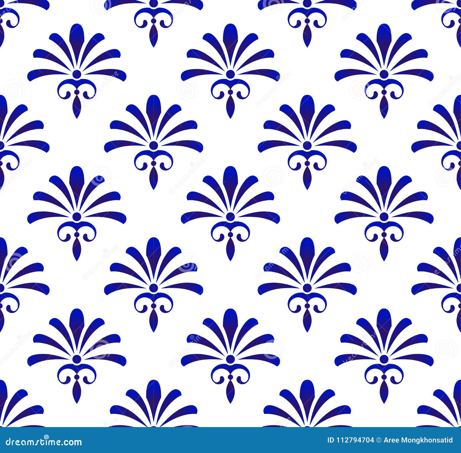 Azul Abstracto Y Blanco Del Estampado De Flores Ilustración del Vector ...