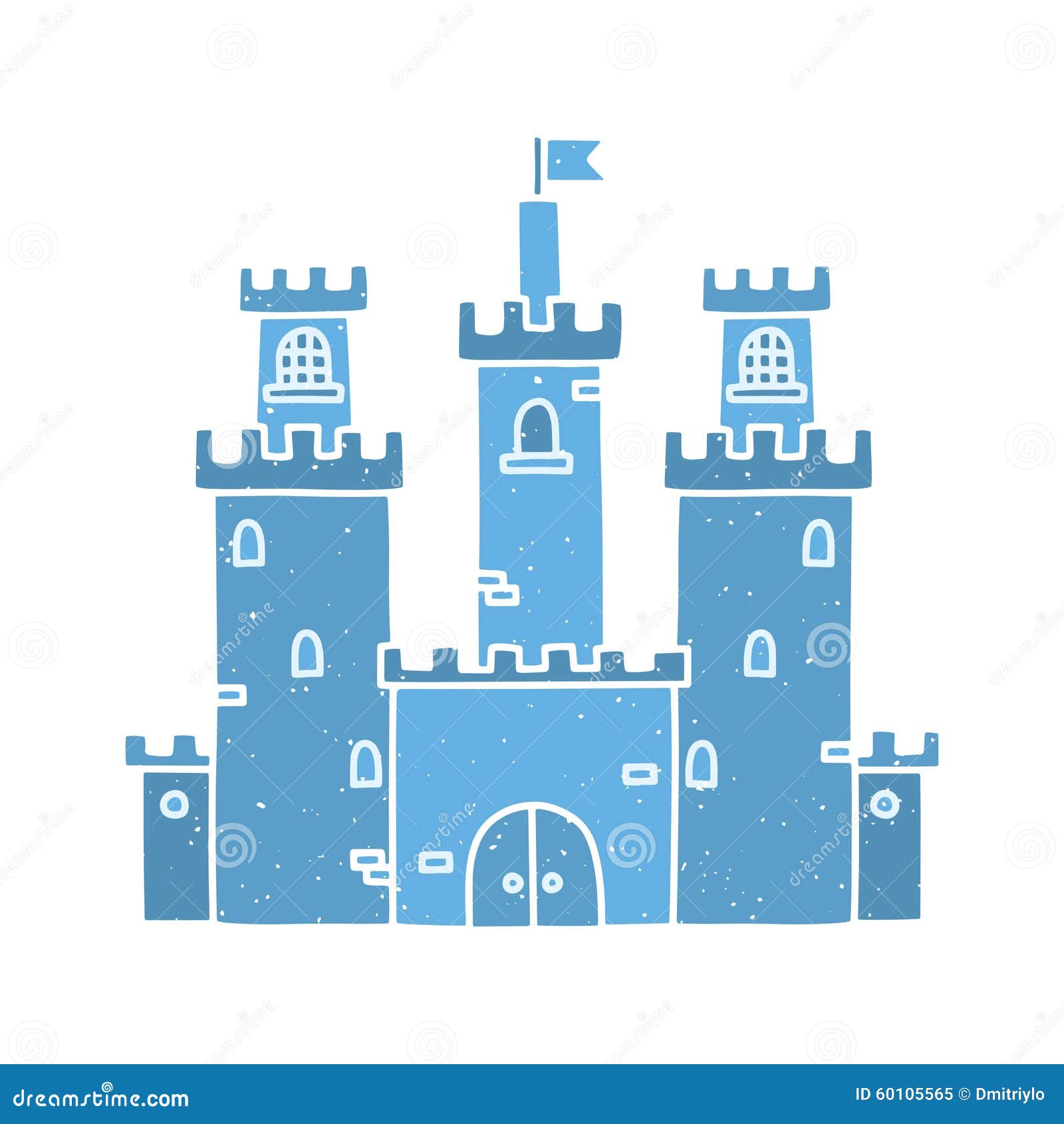 Azul Aislado Castillo Del Vector De La Historieta Ilustración del ...