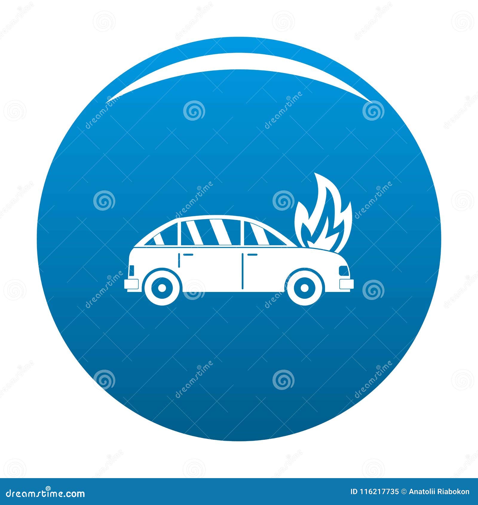 Azul Ardiente Del Vector Del Icono Del Coche Ilustración del Vector ...