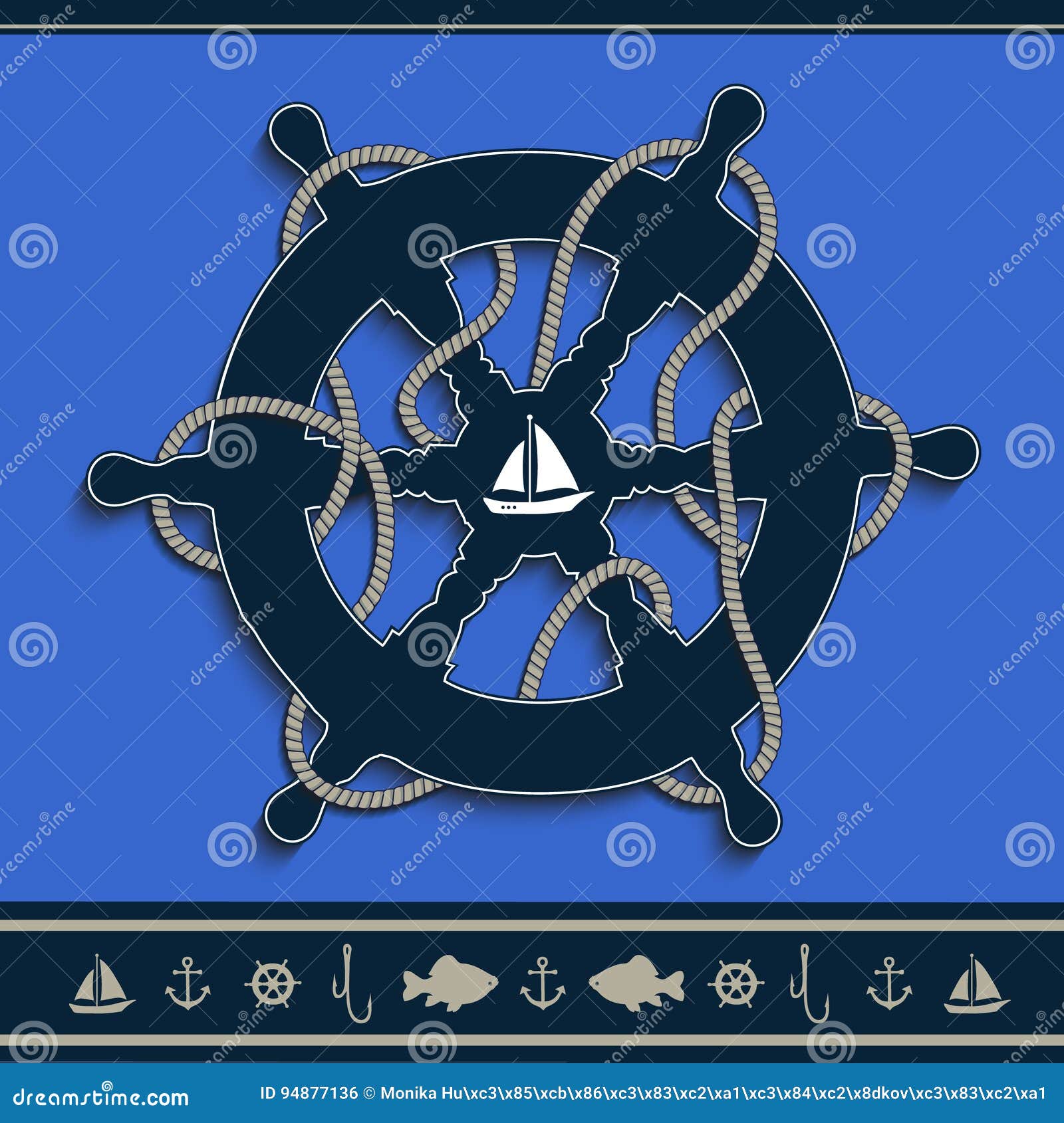 Azul azul marino del timón ilustración del vector. Ilustración de boya ...