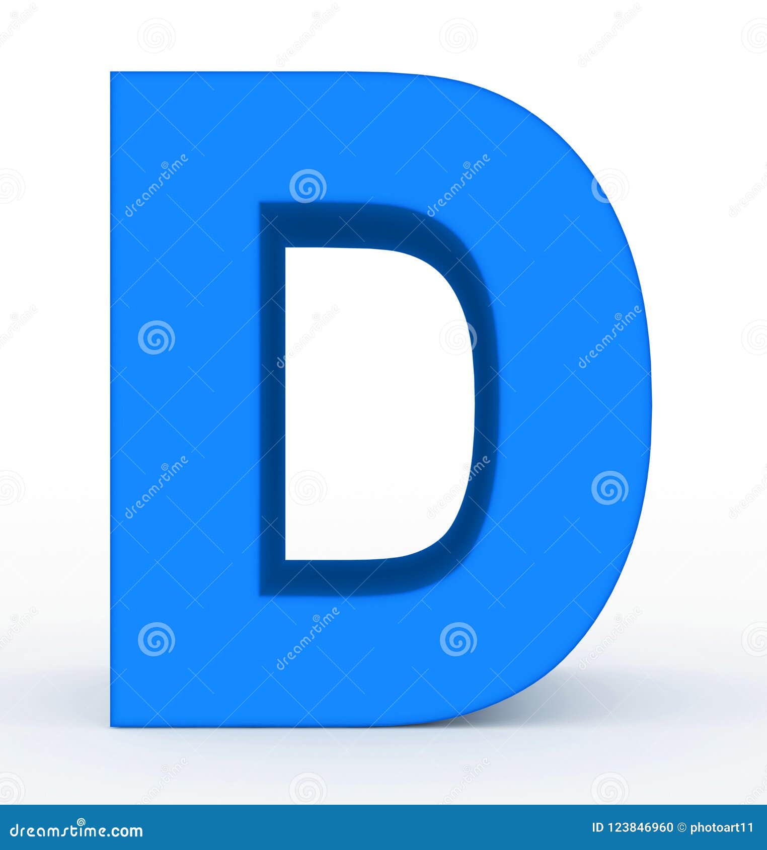 Azul De La Letra D 3d Aislado En Blanco Stock de ilustración ...