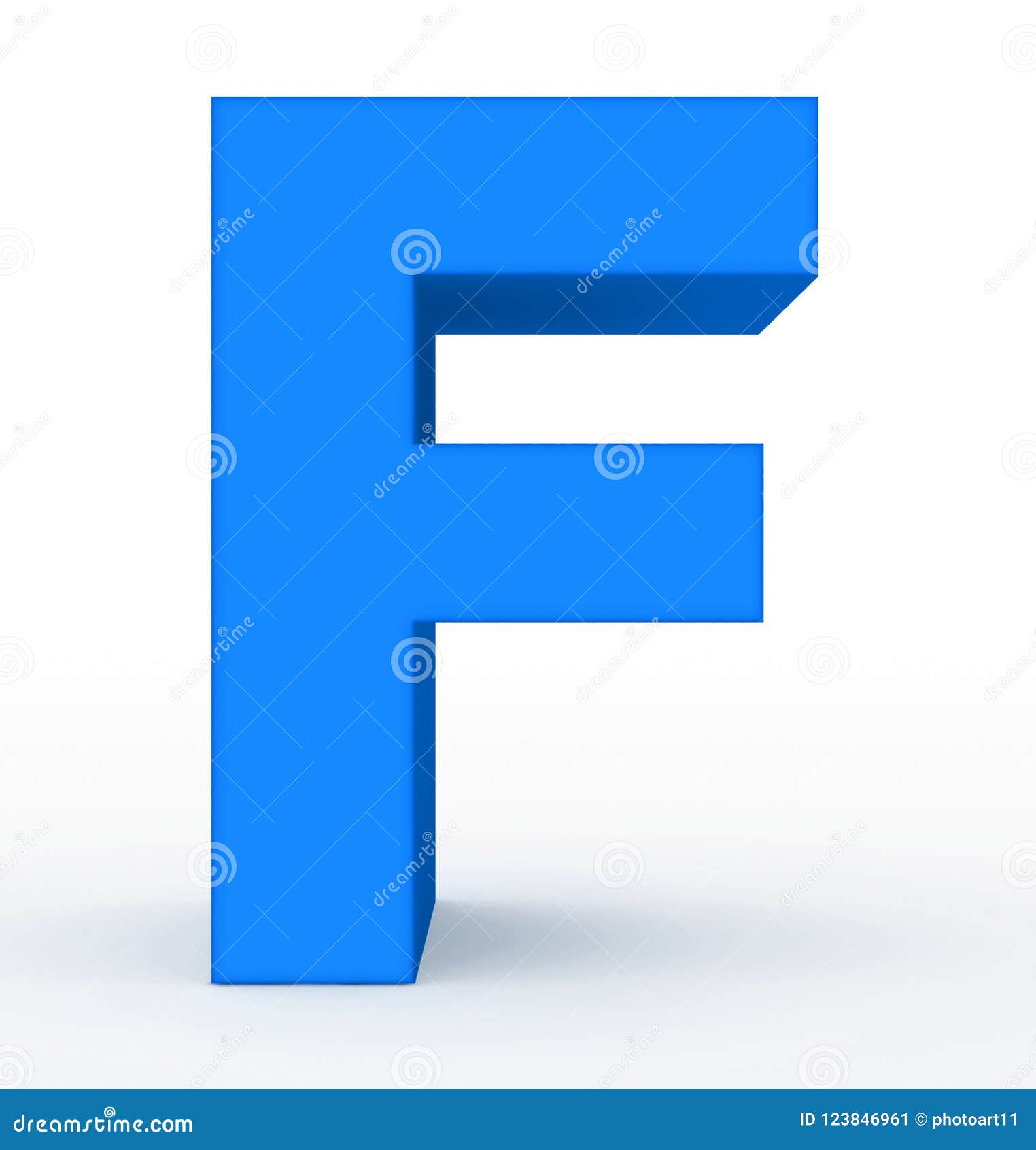 Azul De La Letra F 3d Aislado En Blanco Stock de ilustración ...