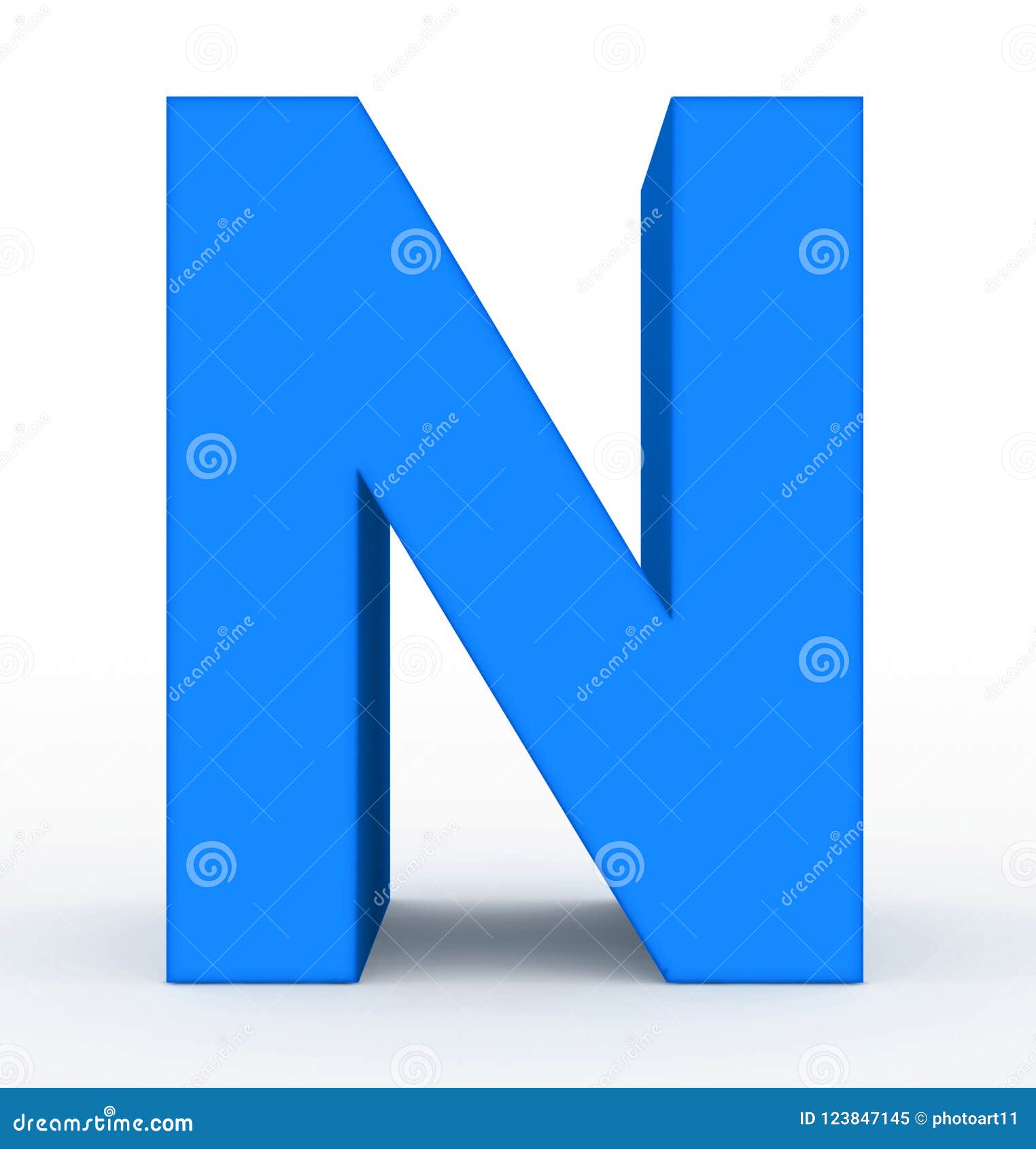 Azul De La Letra N 3d Aislado En Blanco Stock de ilustración ...