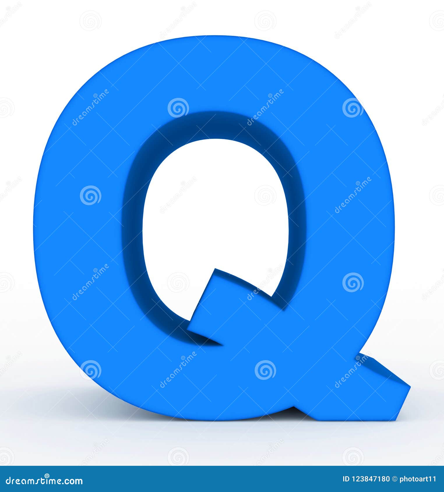 Azul De La Letra Q 3d Aislado En Blanco Stock de ilustración ...