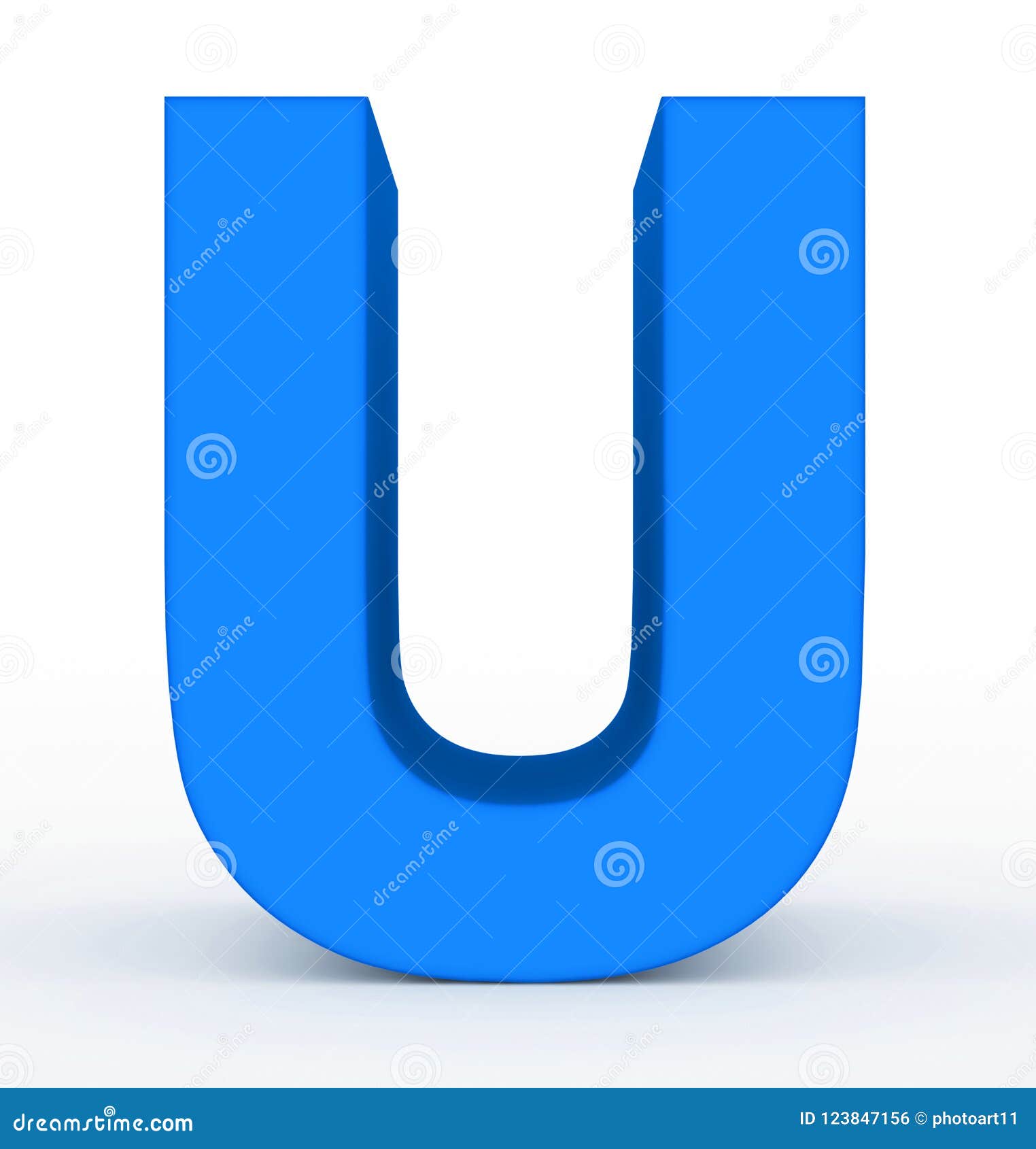 Azul De La Letra U 3d Aislado En Blanco Stock de ilustración ...