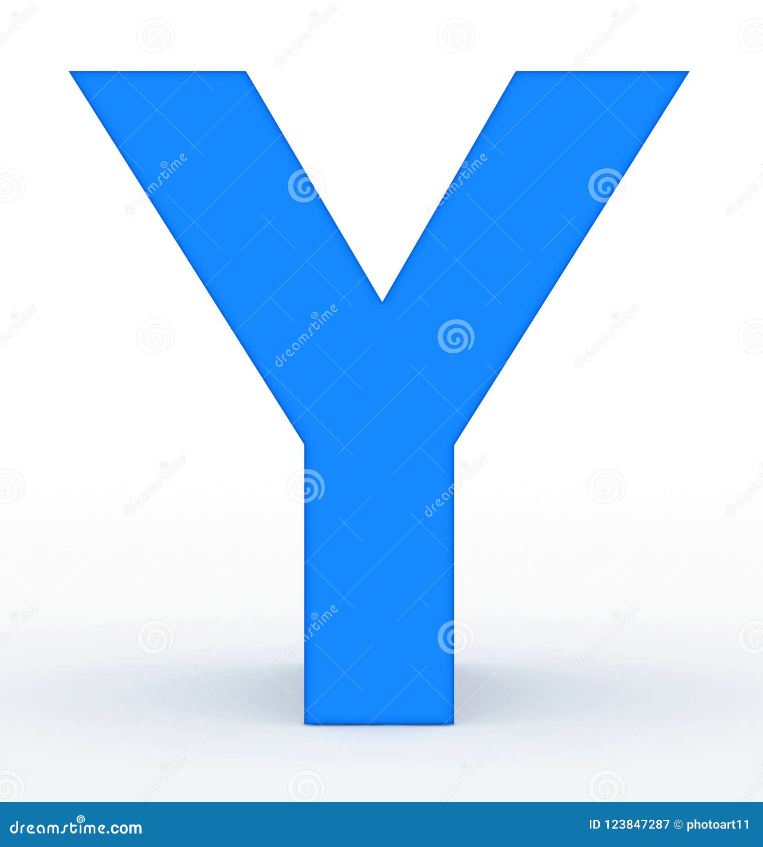 Azul De La Letra Y 3d Aislado En Blanco Stock de ilustración ...