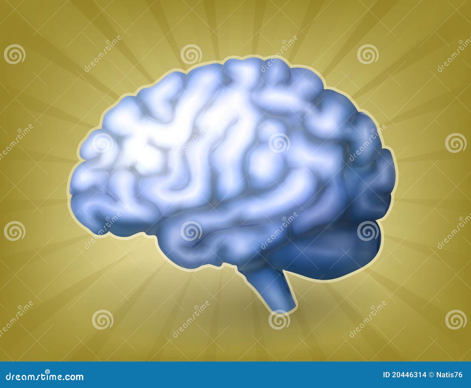 Azul del cerebro humano ilustración del vector. Ilustración de rayos ...