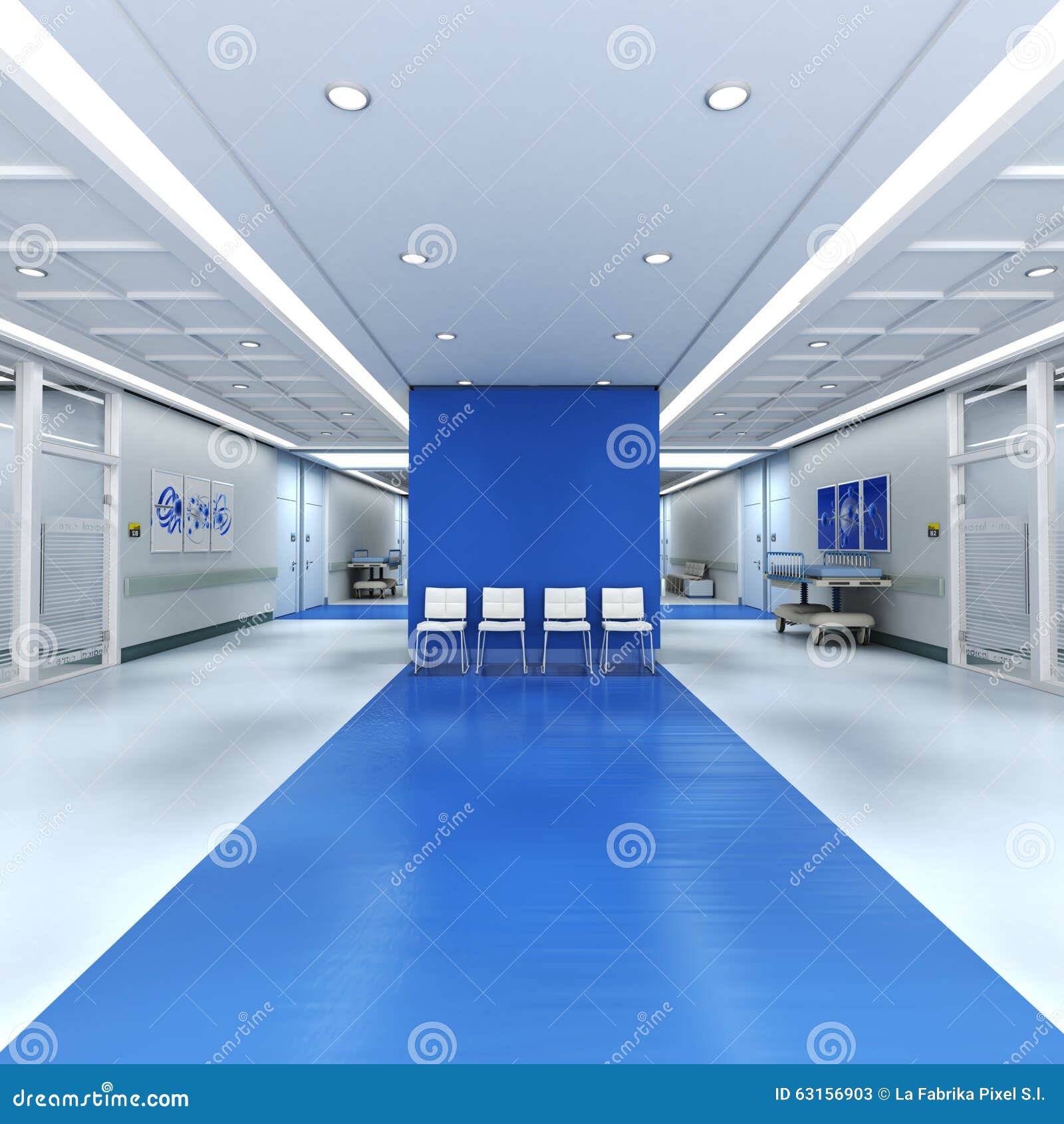 Azul do hospital ilustração stock. Ilustração de corredor - 63156903