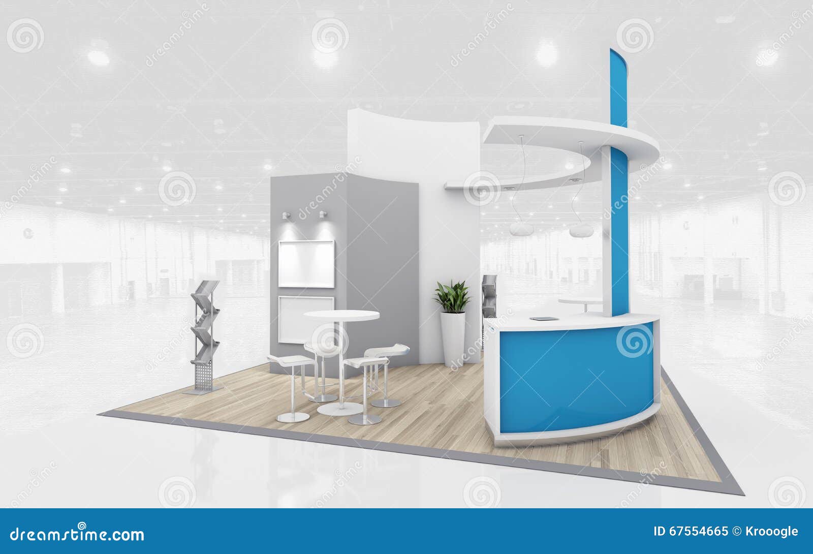 Azul E Rendição De Grey Exhibition Stand 3d Ilustração Stock ...