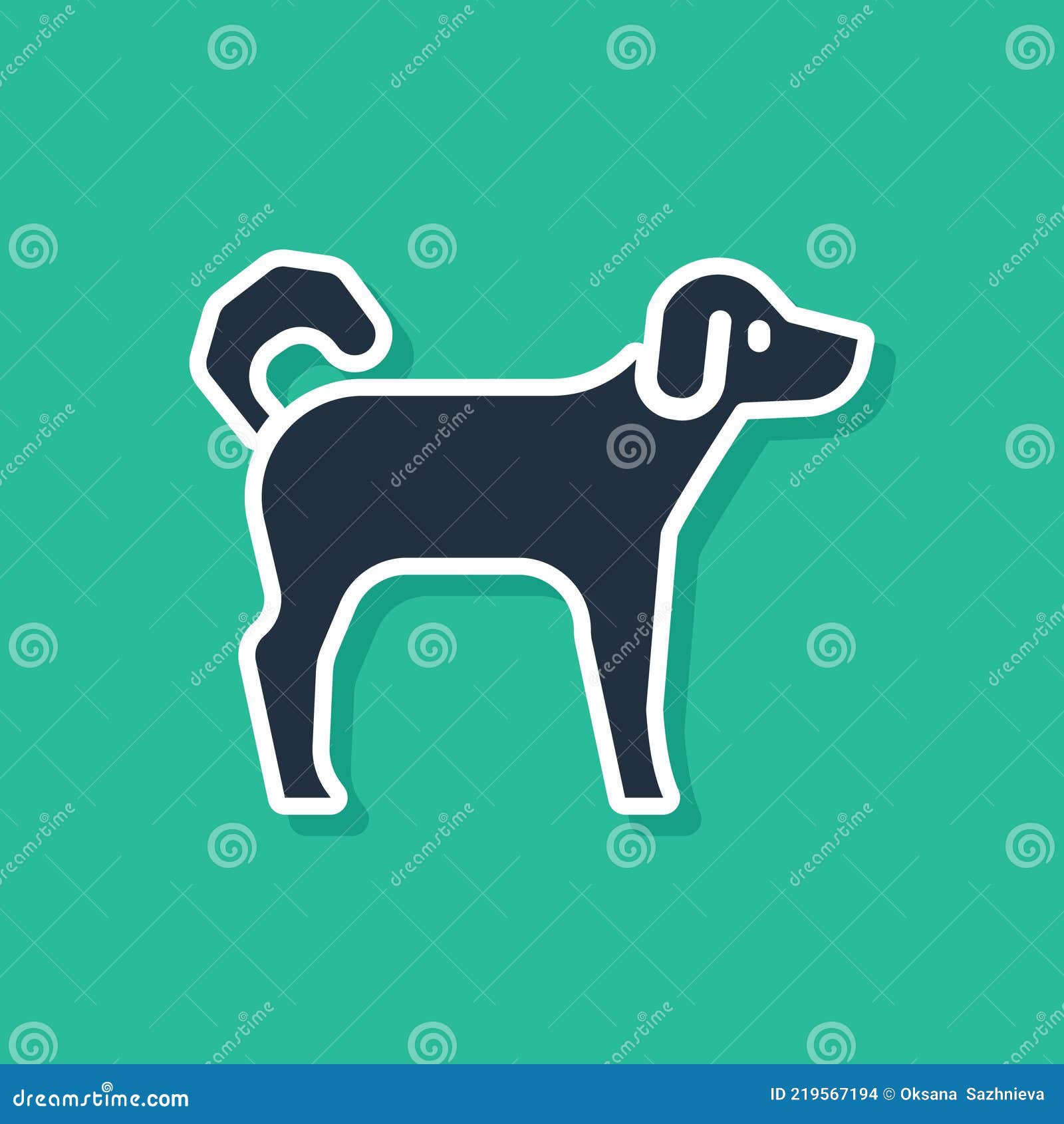 Azul Perro Icono Aislado Sobre Fondo Verde. Vector Ilustración del ...