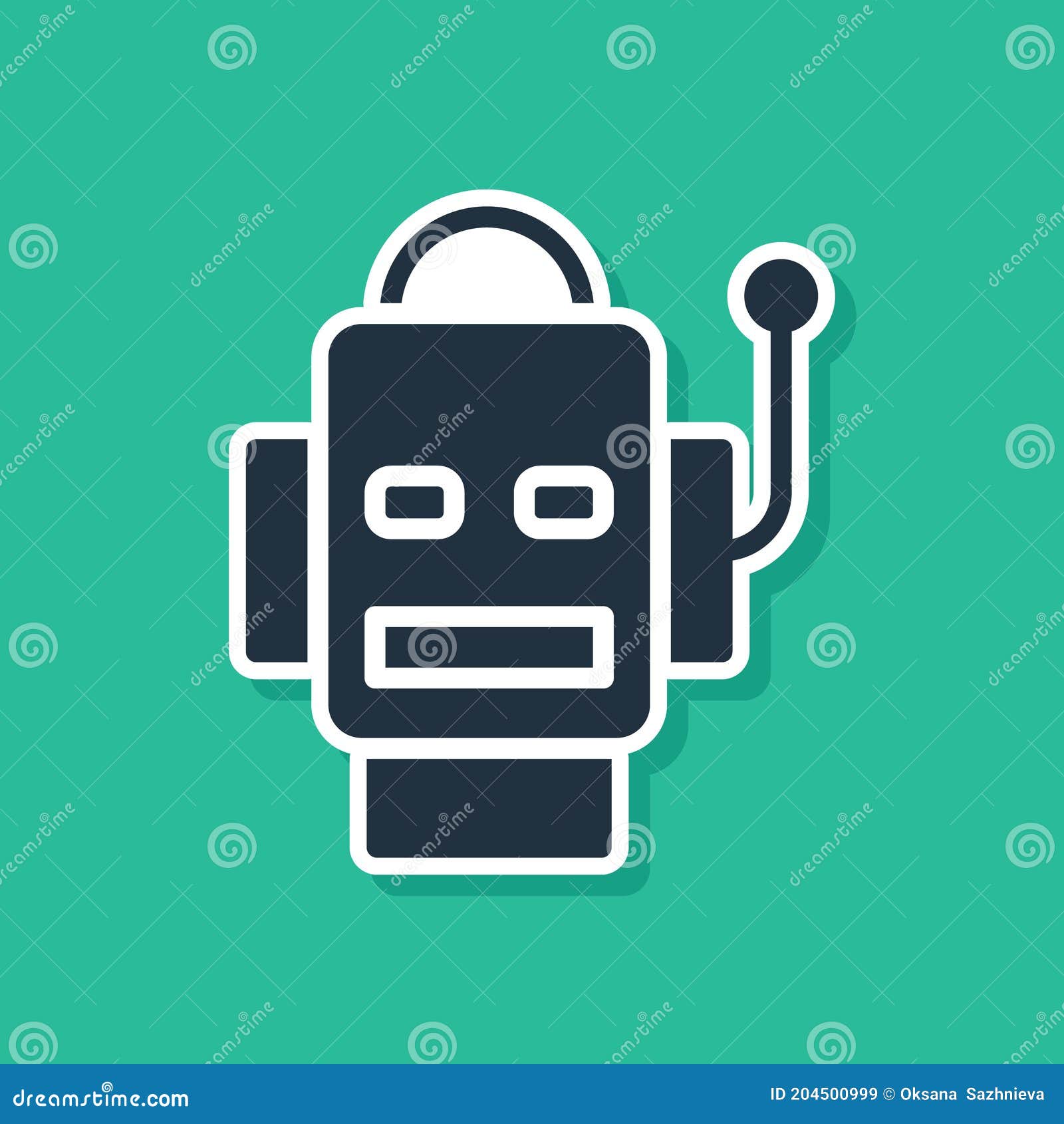 Azul Robot Icono Aislado Sobre Fondo Verde. Inteligencia Artificial ...