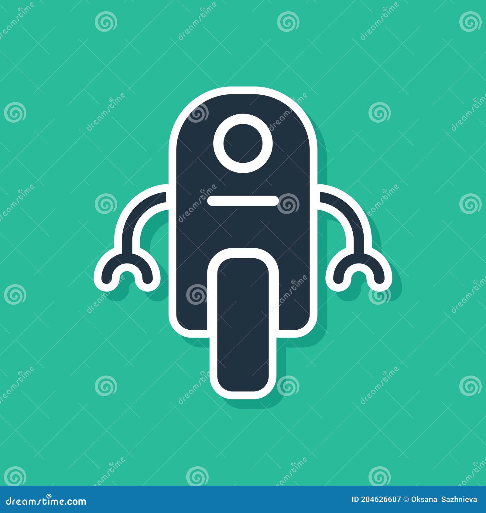 Azul Robot Icono Aislado Sobre Fondo Verde. Inteligencia Artificial ...