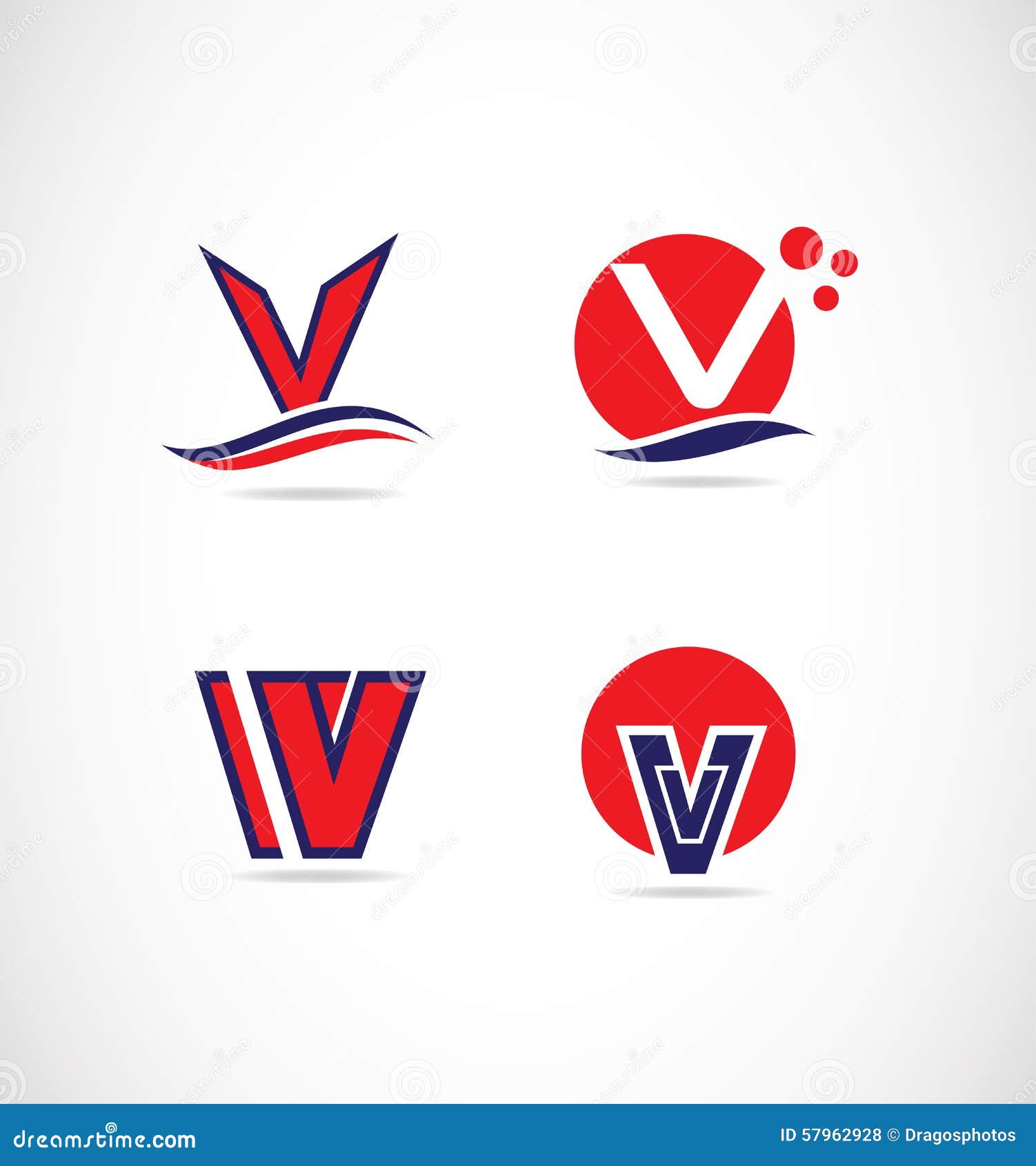 Azul Vermelho Do Logotipo Da Letra V Ilustração do Vetor - Ilustração ...