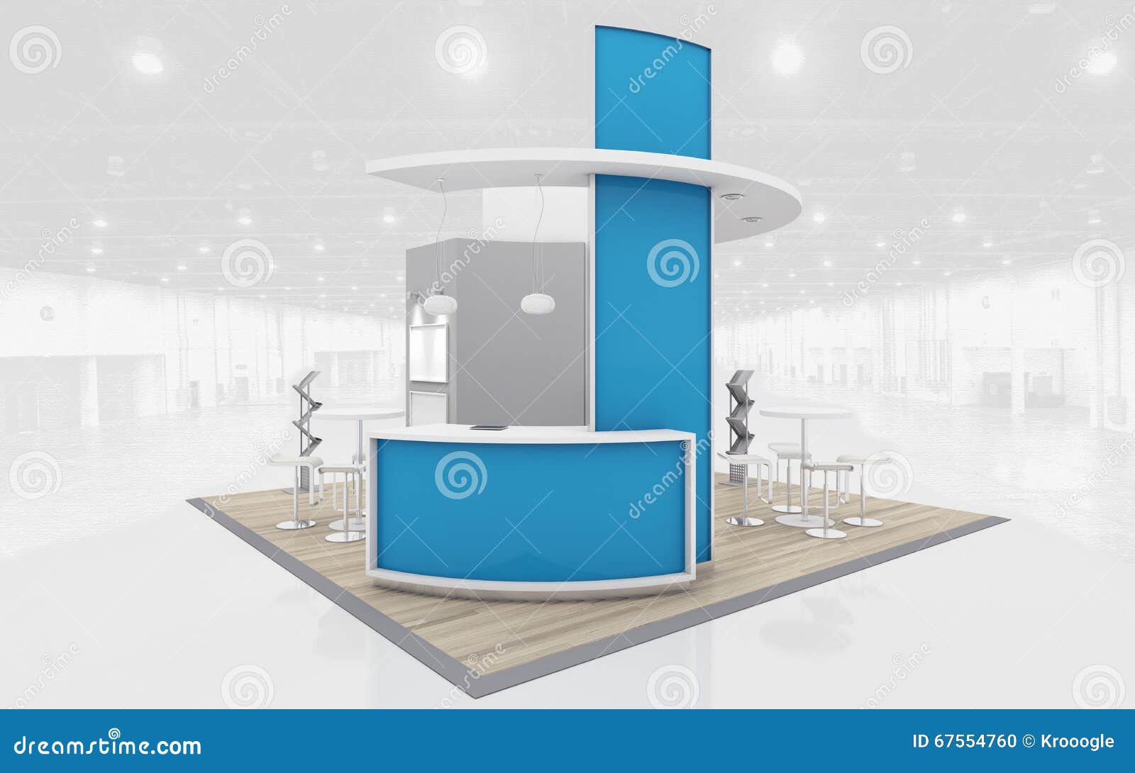 Azul Y Representación De Grey Exhibition Stand 3d Stock de ilustración ...