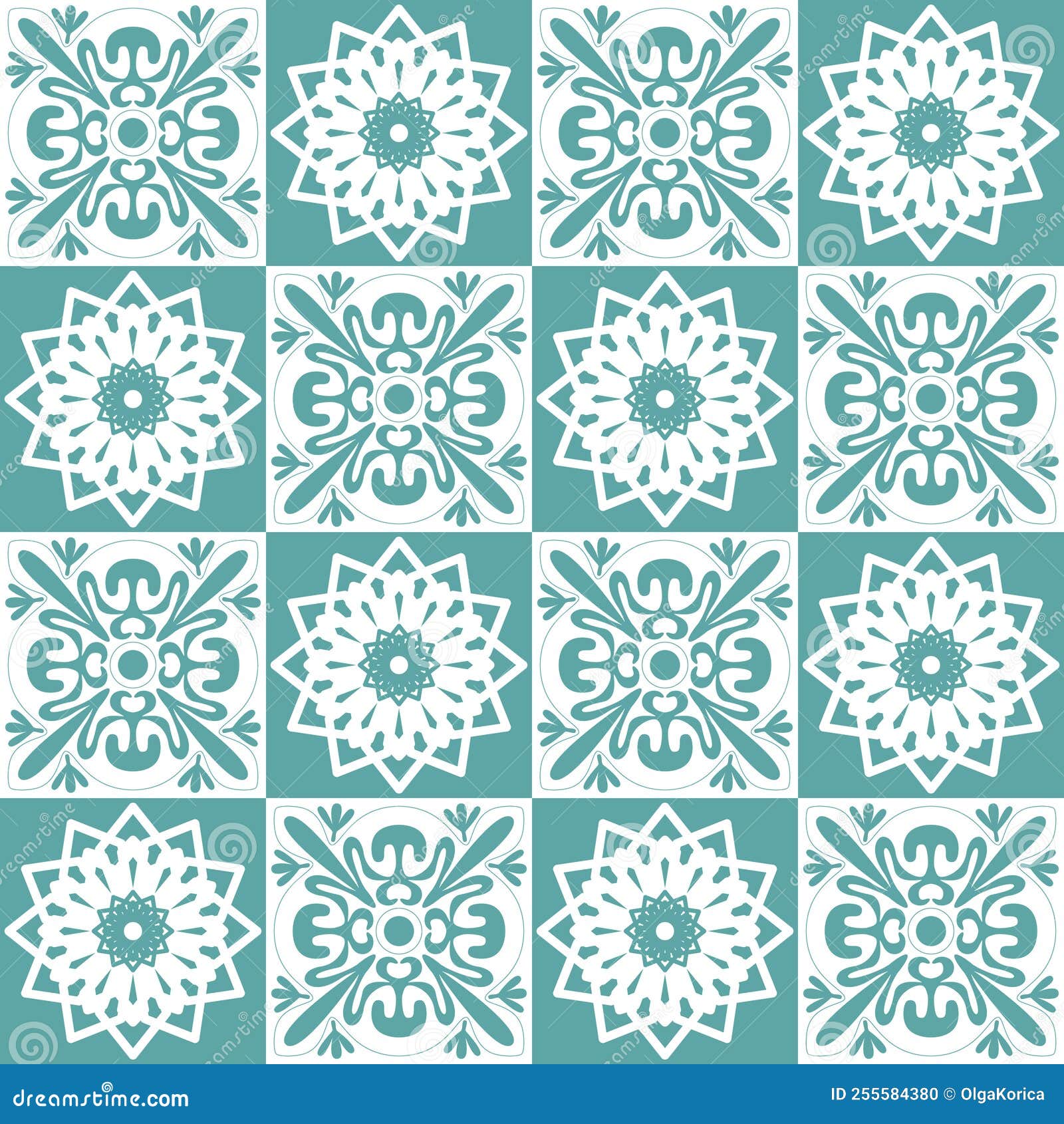 Azulejo Seamless Pattern Stylish Trendy Ceramic Tile Design Element for ...
