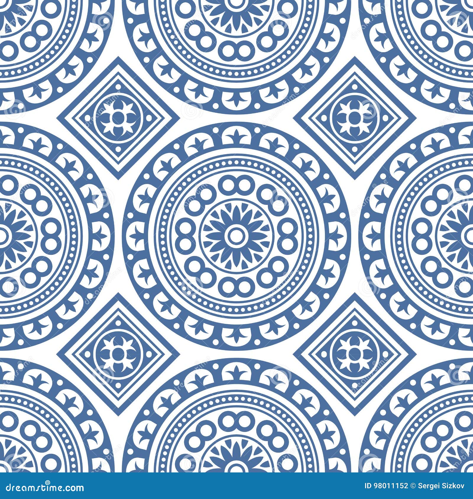 Azulejo Seamless Portuguese Tile Blue Pattern. Vector Stock Vector ...