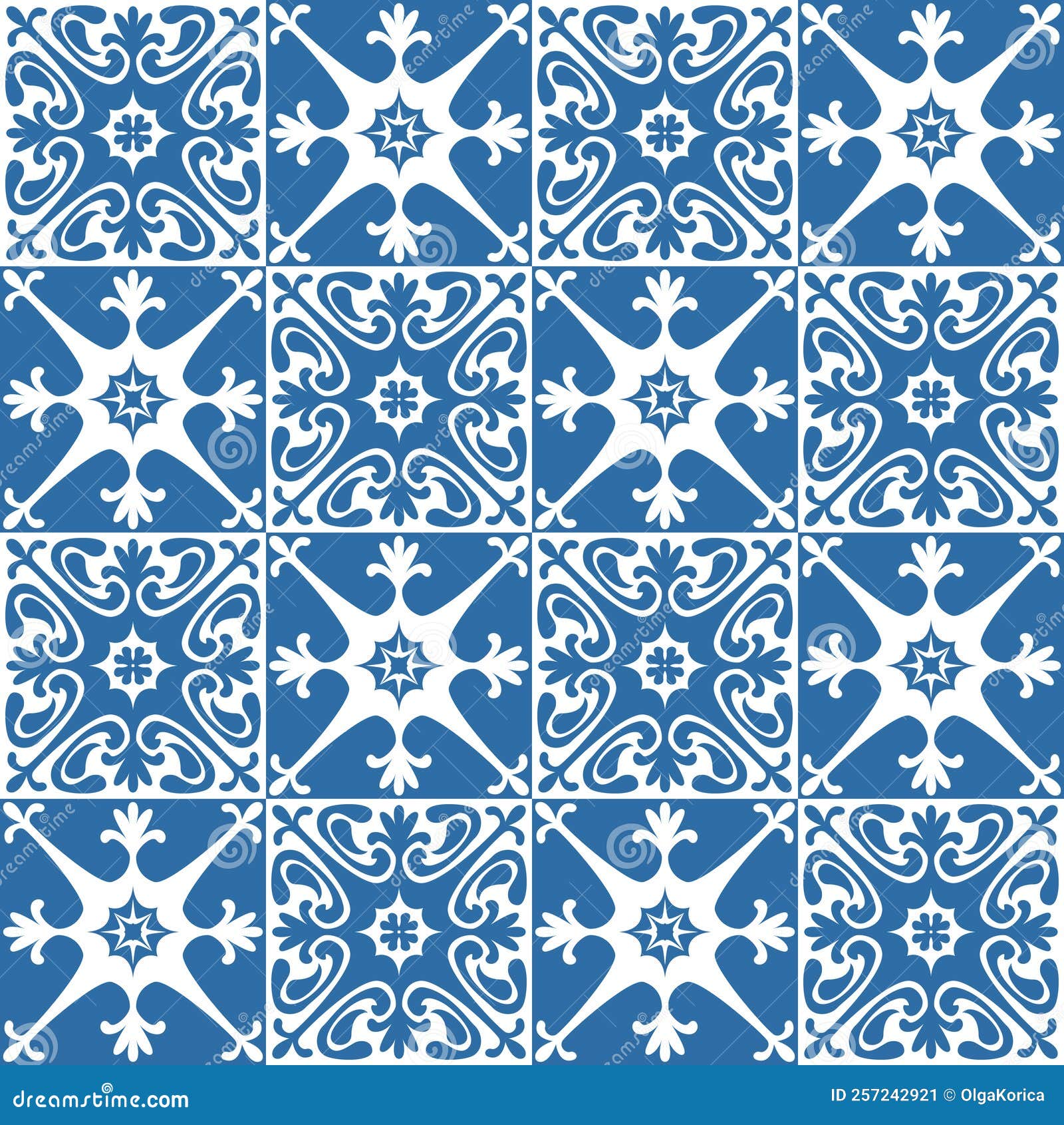Azulejo Square Ceramic Spanish Tile for Design, Retro Geometric Vector ...