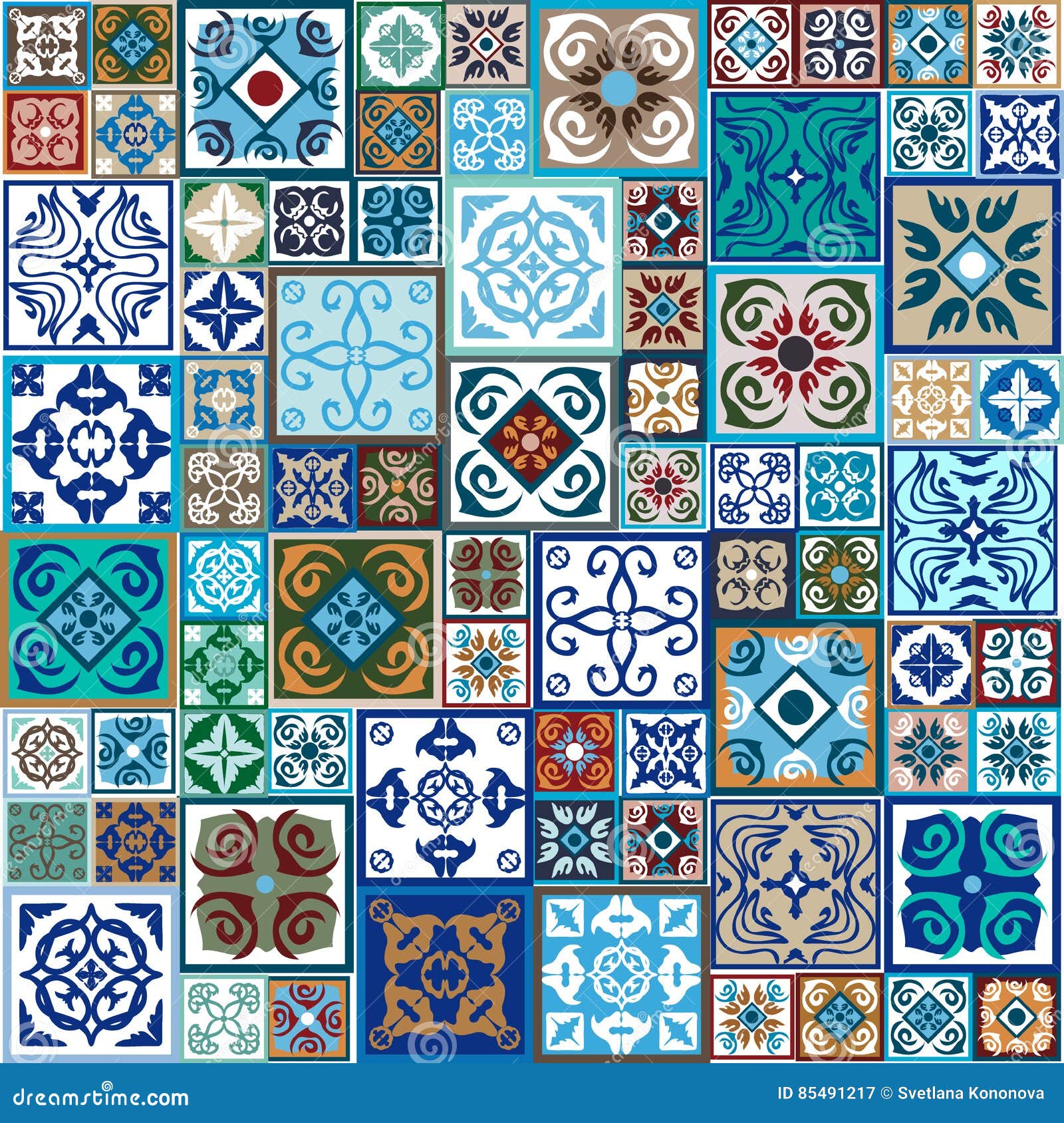 Azulejos ajustados ilustração do vetor. Ilustração de rico - 85491217