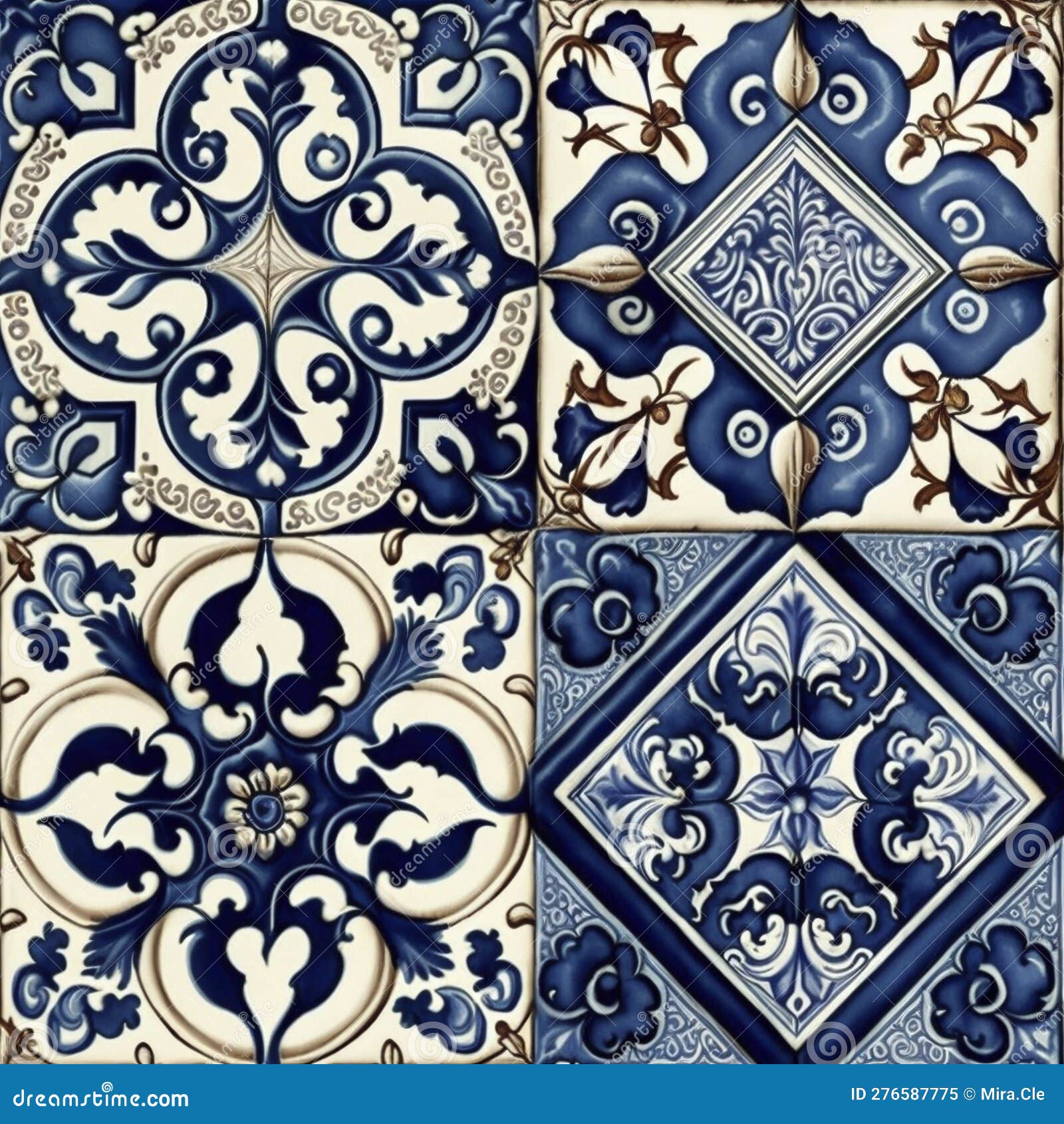 Azulejos Pattern, Created with Generative AI Stock Illustration ...
