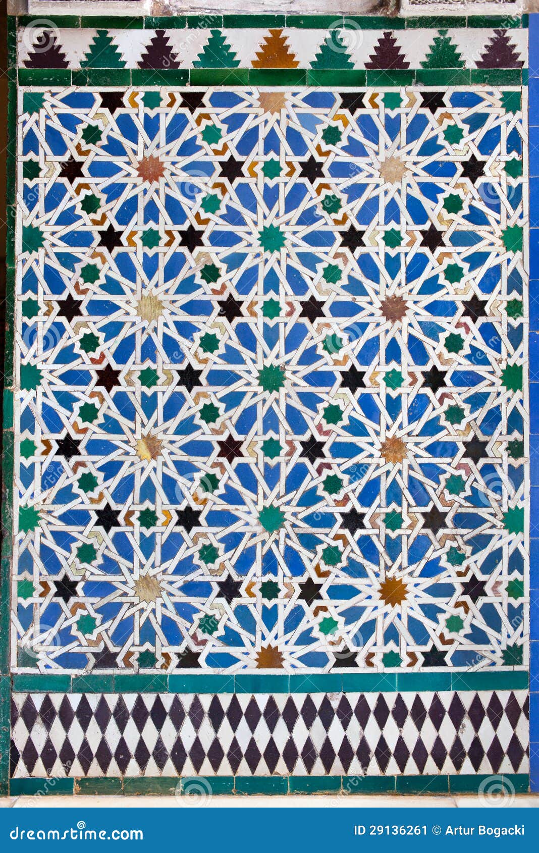 Azulejos Tiled Wall in Mudejar Style Stock Image - Image of real ...