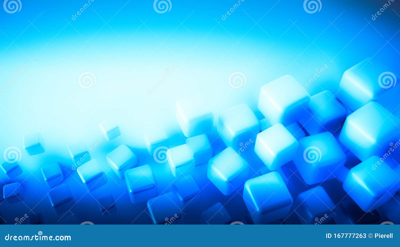 Azure Abstract Background with Cubes, 3d Illustration, 3d Rendering ...