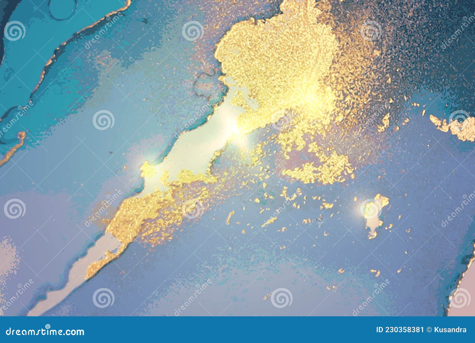 Azure Blue and Gold Abstract Pattern with Marble Texture and Sparkles ...