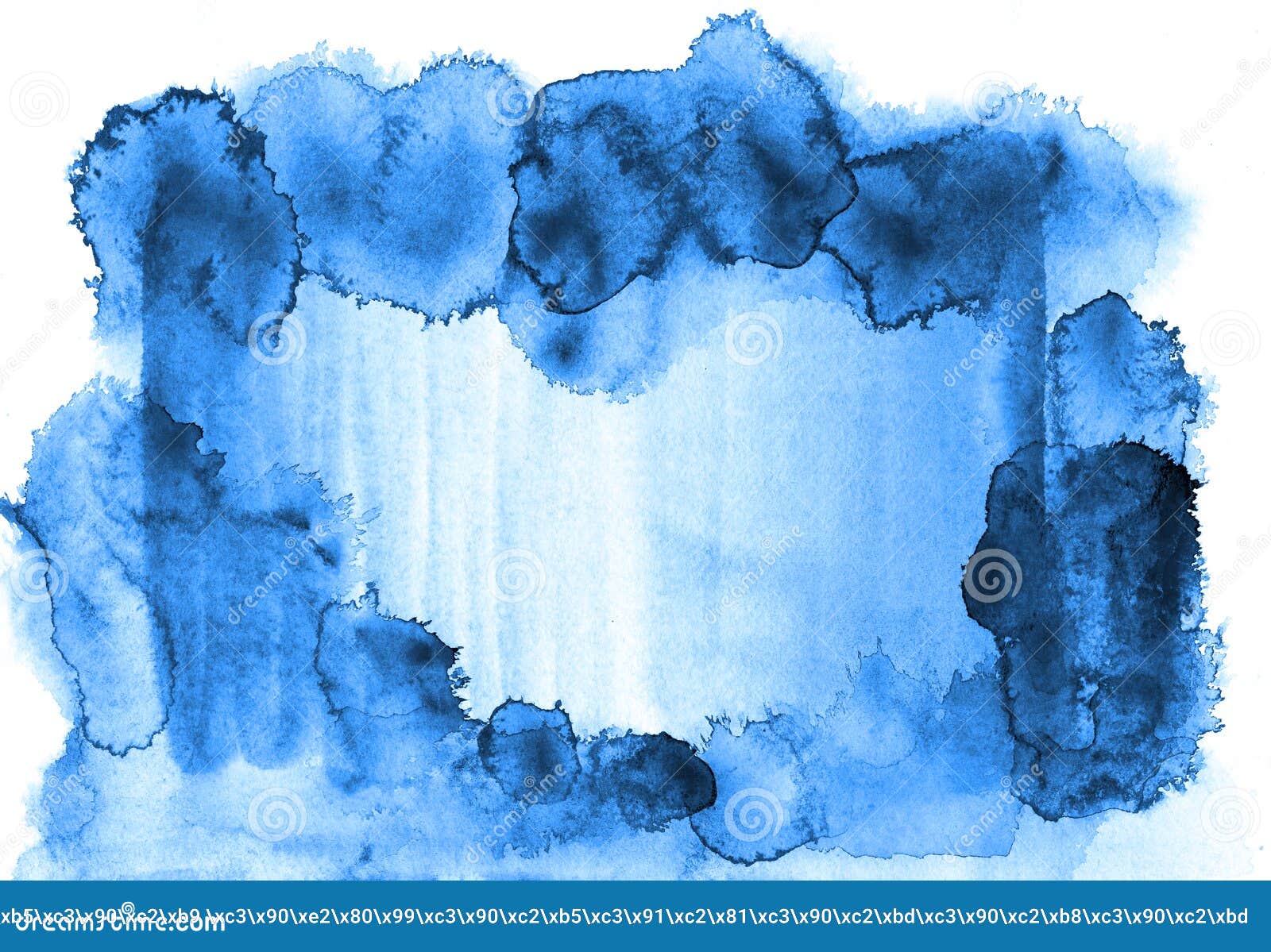 Azure Blue Watercolor Frame on a White Canvas of a Paper Texture Stock ...