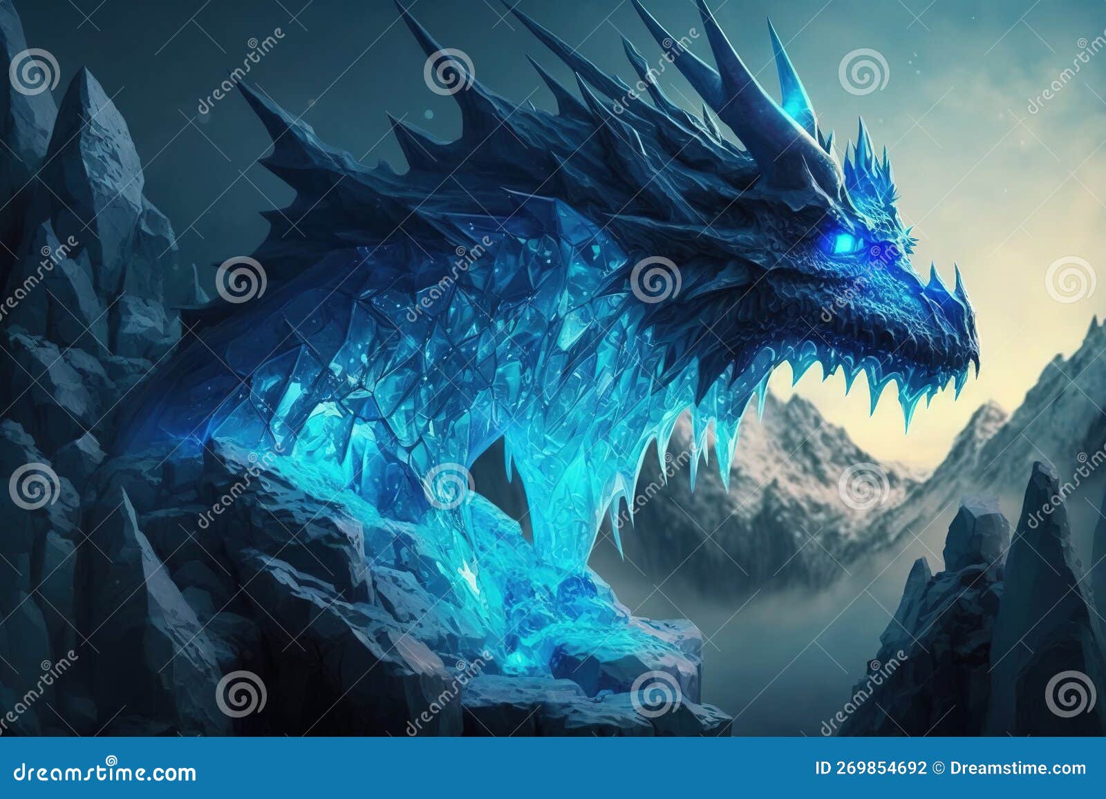 Azure Dragon Crystal Light on the Top of the Mountain Stock ...