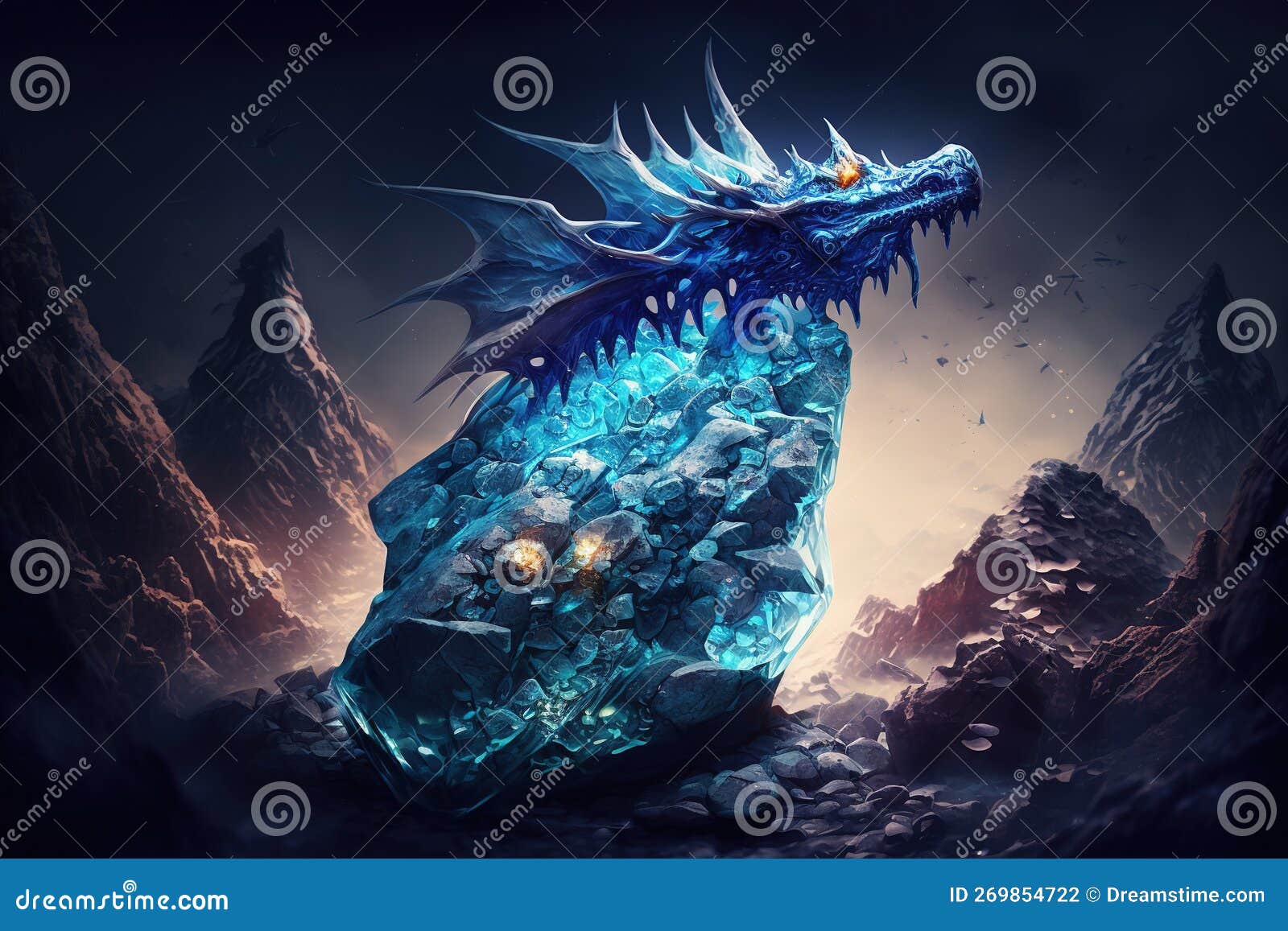 Azure Dragon Crystal Light on the Top of the Mountain Stock ...