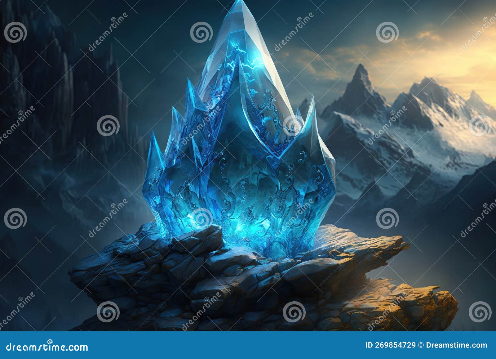 Azure Dragon Crystal Light on the Top of the Mountain Stock ...