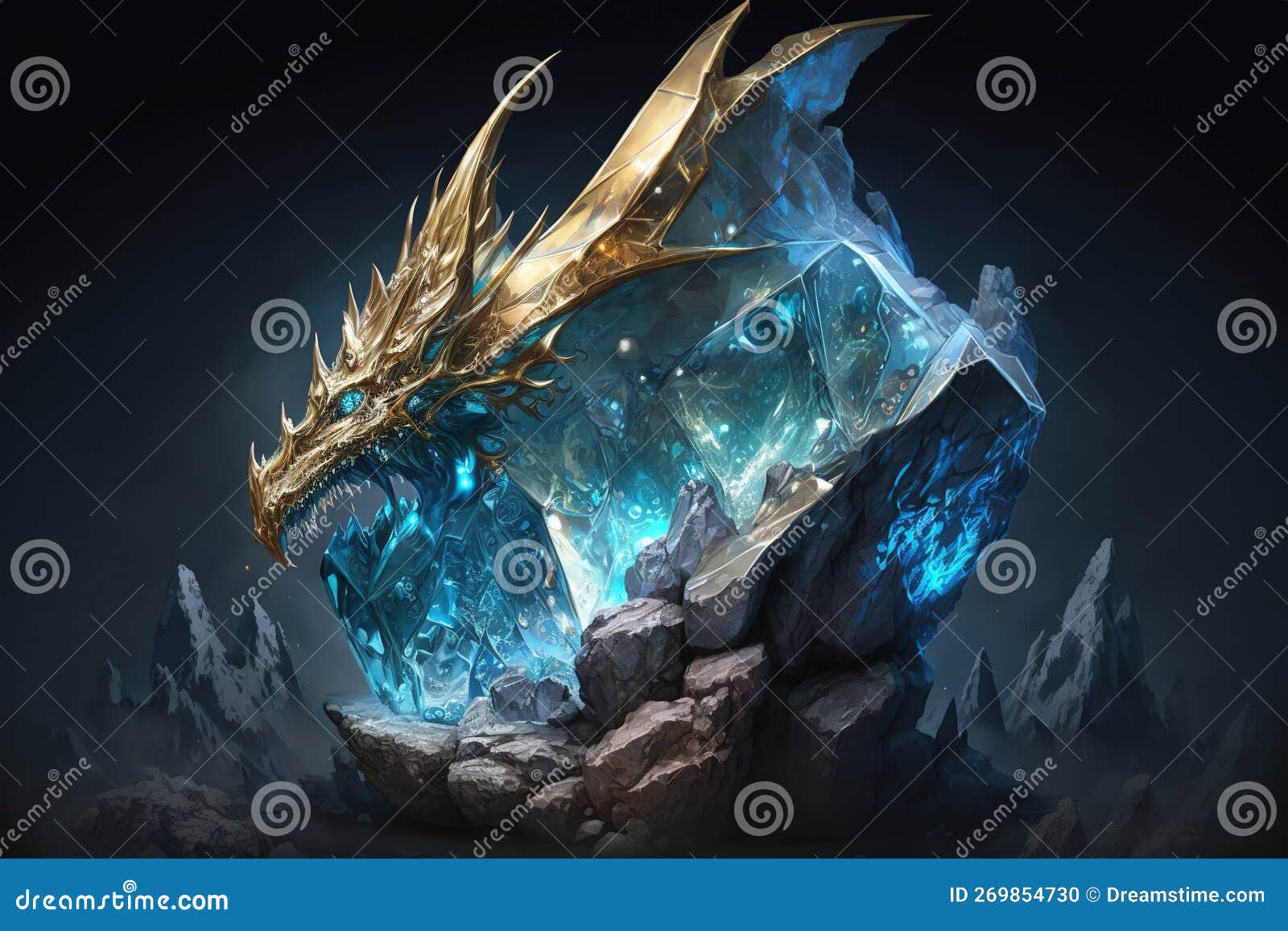 Azure Dragon Crystal Light on the Top of the Mountain Stock ...