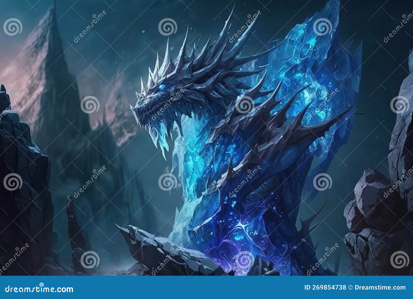 Azure Dragon Crystal Light on the Top of the Mountain Stock ...