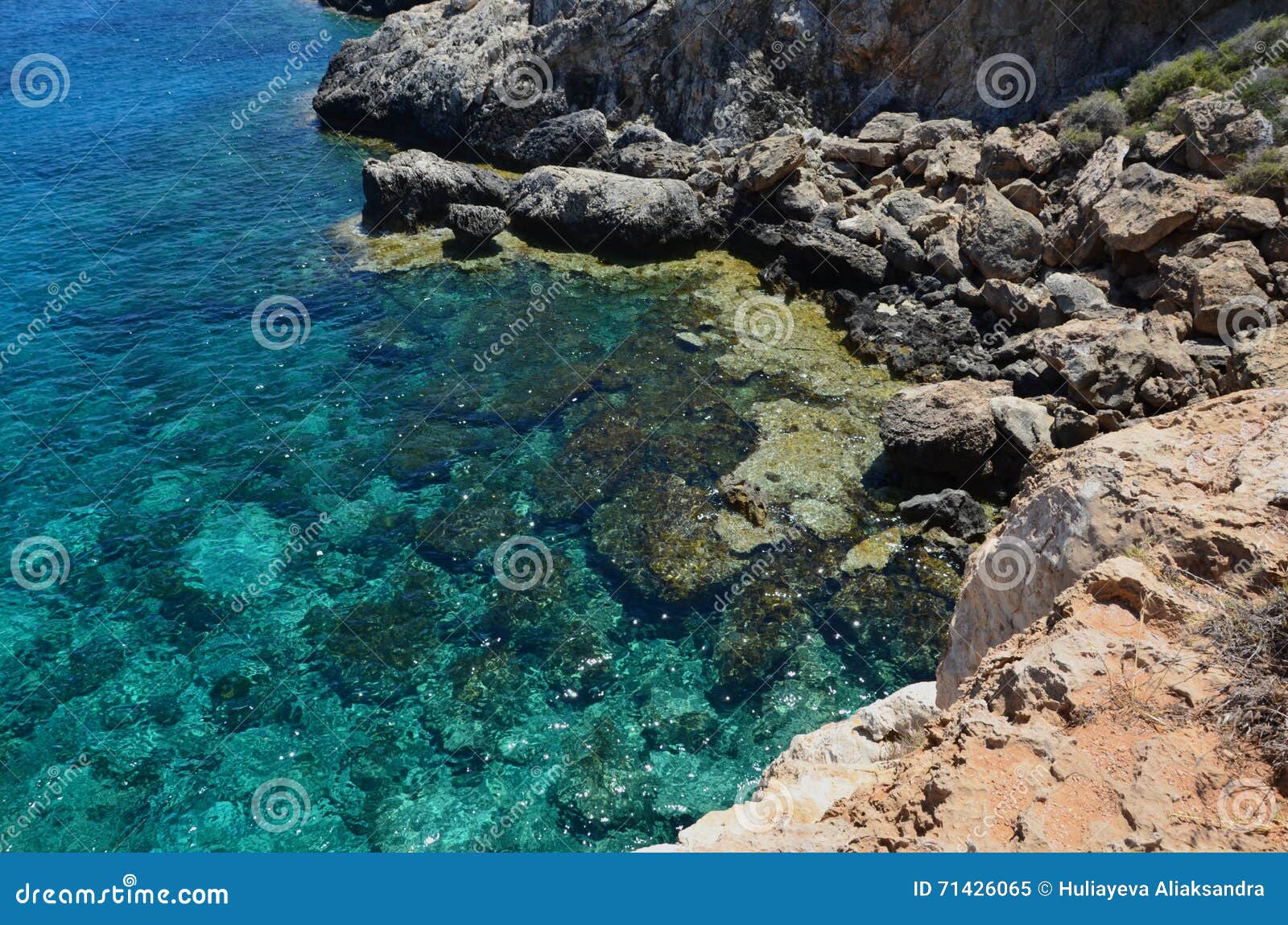 Azure Mediterranean Sea stock image. Image of landscape - 71426065