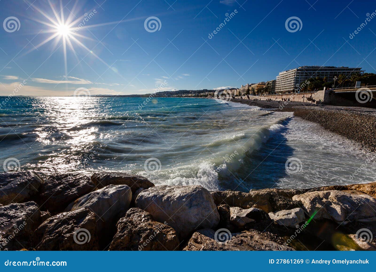 Azure Sea and Beautiful Beach in Nice Stock Image - Image of ...