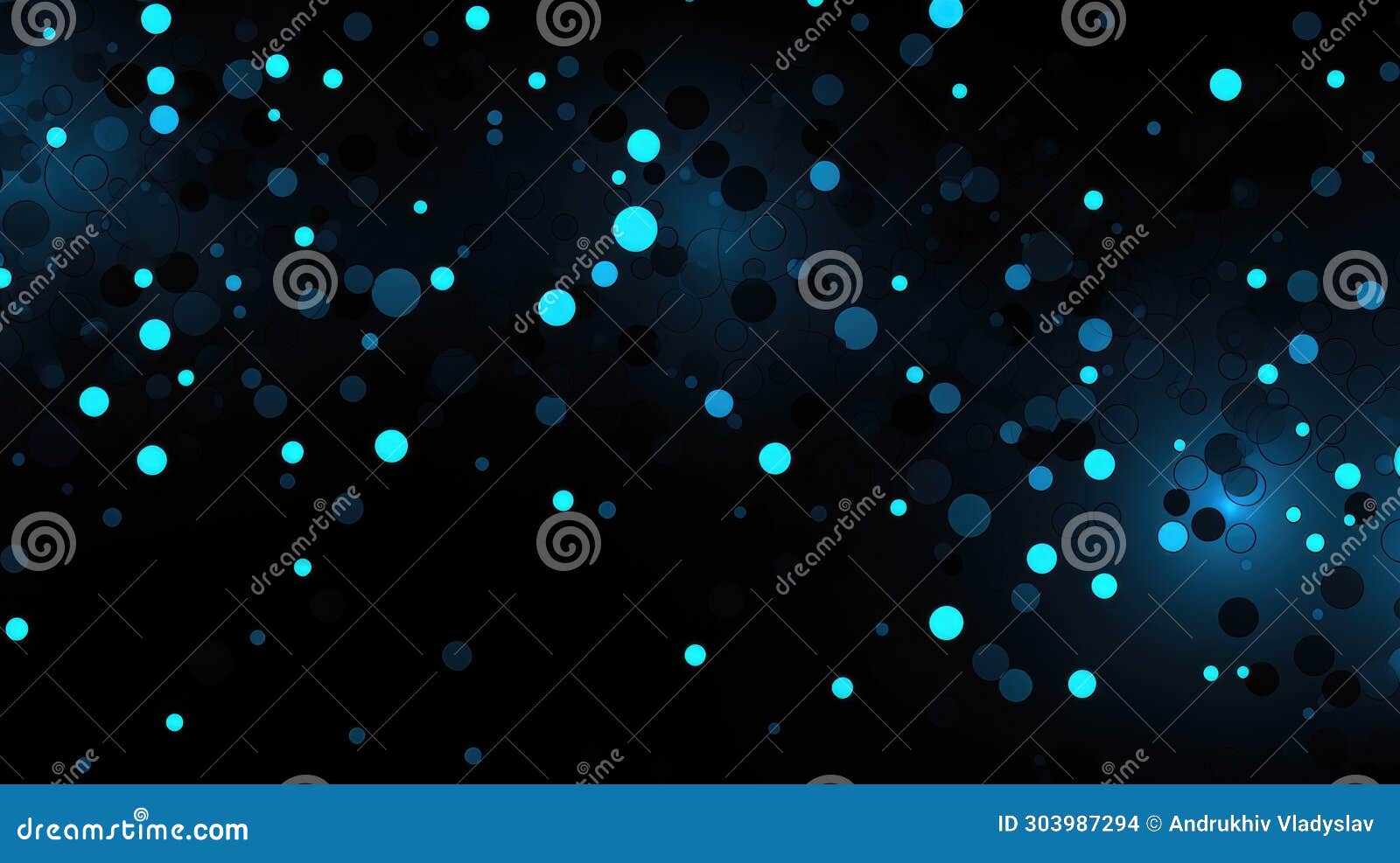 Azure Spots on Black Background, Abstract Illustration Stock ...