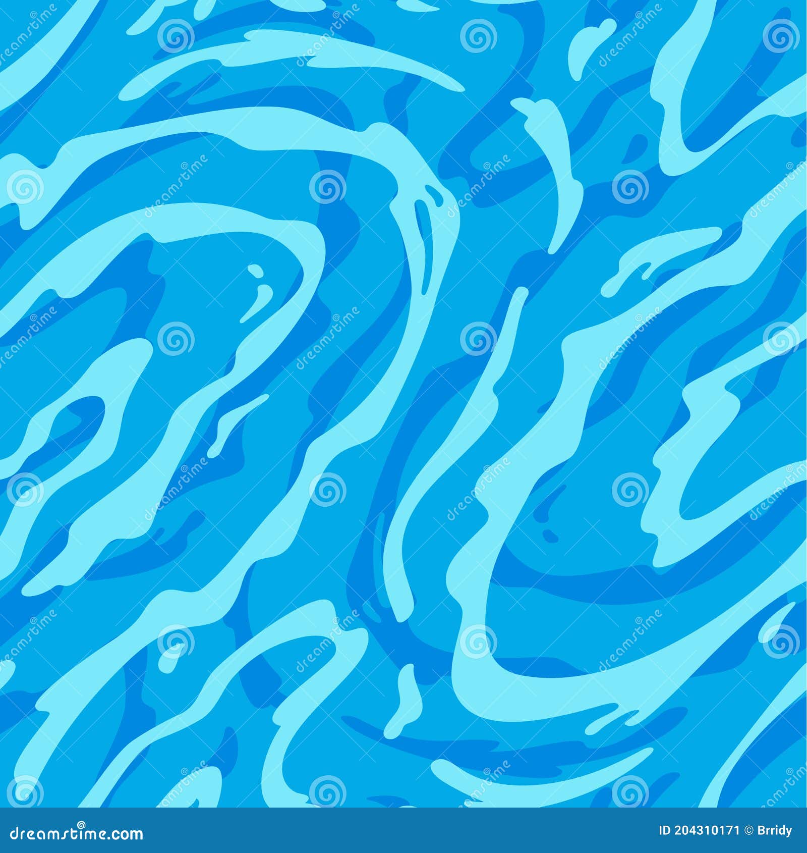 Azure Stormy Water Surface Seamless Pattern. Vector Sea Ripple Stock ...