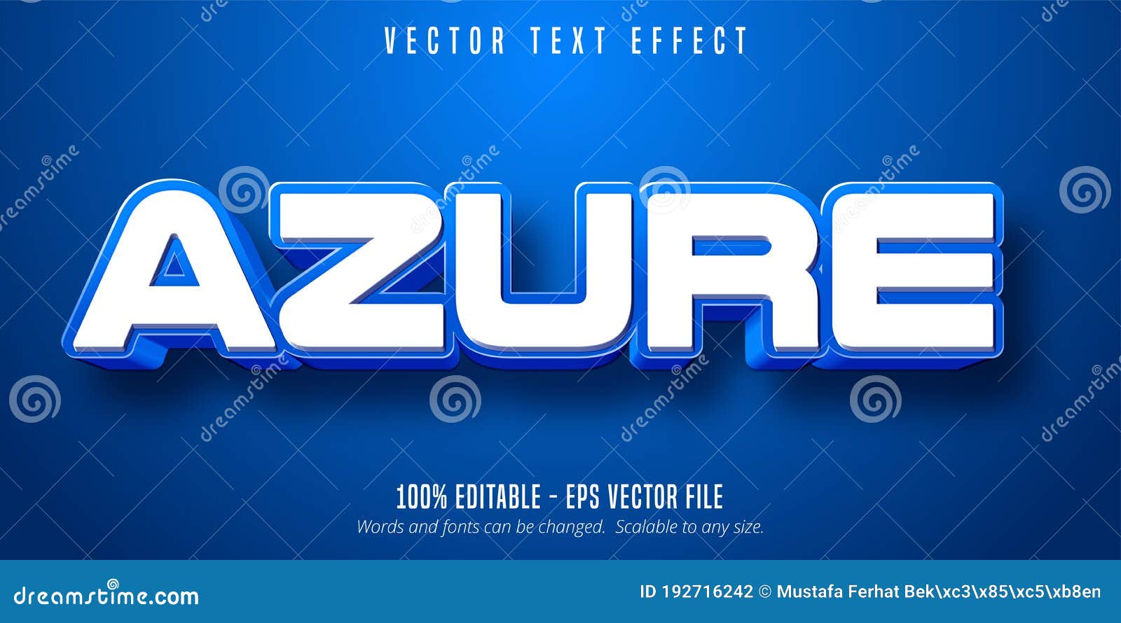 Azure Text, Blue Color Editable Text Effect Stock Vector - Illustration ...