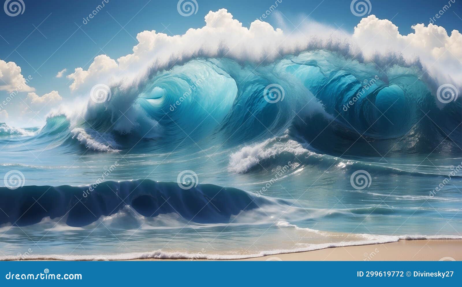 Azure Wave Marvel: Rippling Blue Delight. AI Generate Stock ...