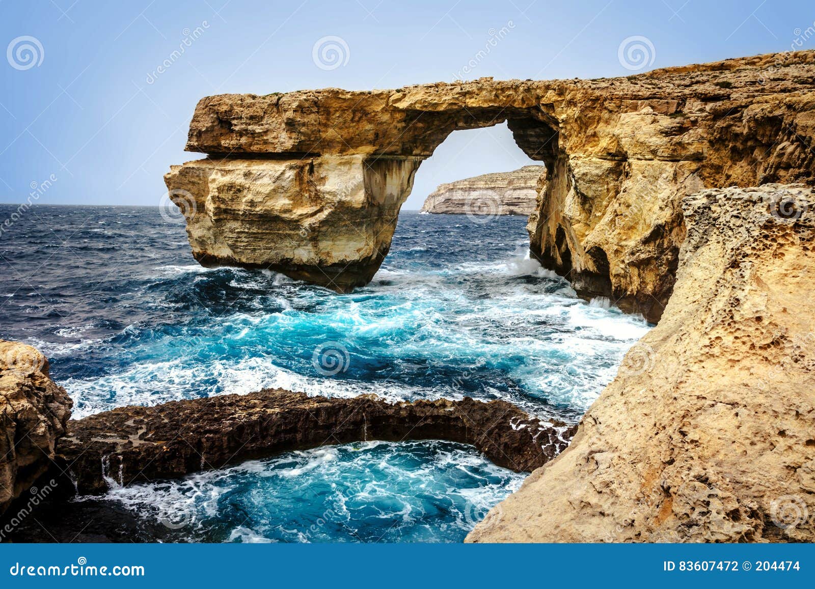 The Azure Window at Dwejra on Gozo Island Stock Photo - Image of ...