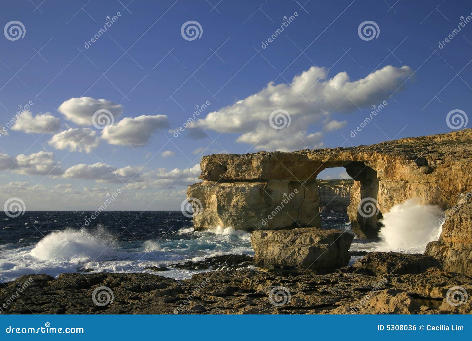 Azure Window, Gozo Island, Mal Stock Photo - Image of crashing ...