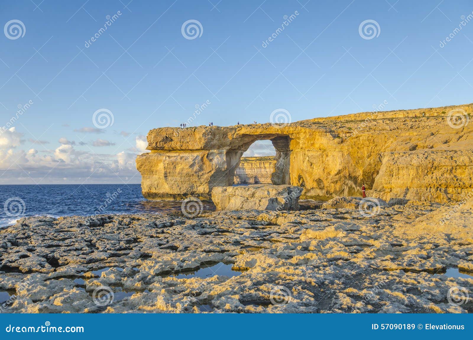 Azure Window, Malta before Sunset Stock Image - Image of dwejra, arch ...