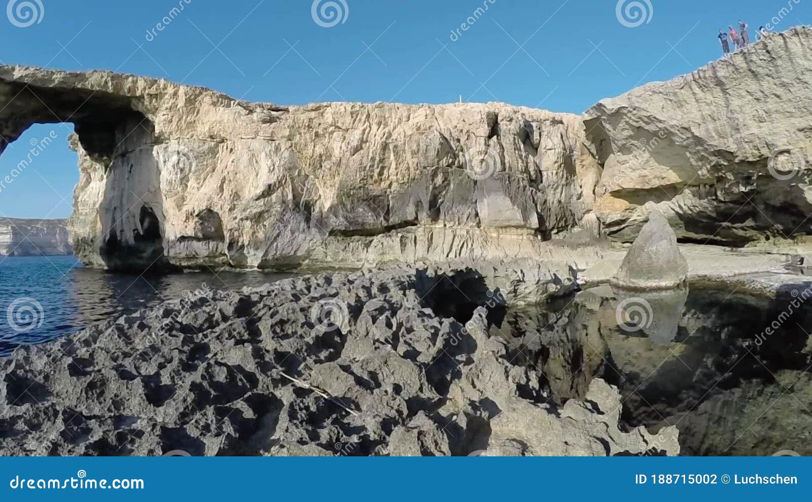 Azure Window Natural Arch in Malta Stock Footage - Video of window ...