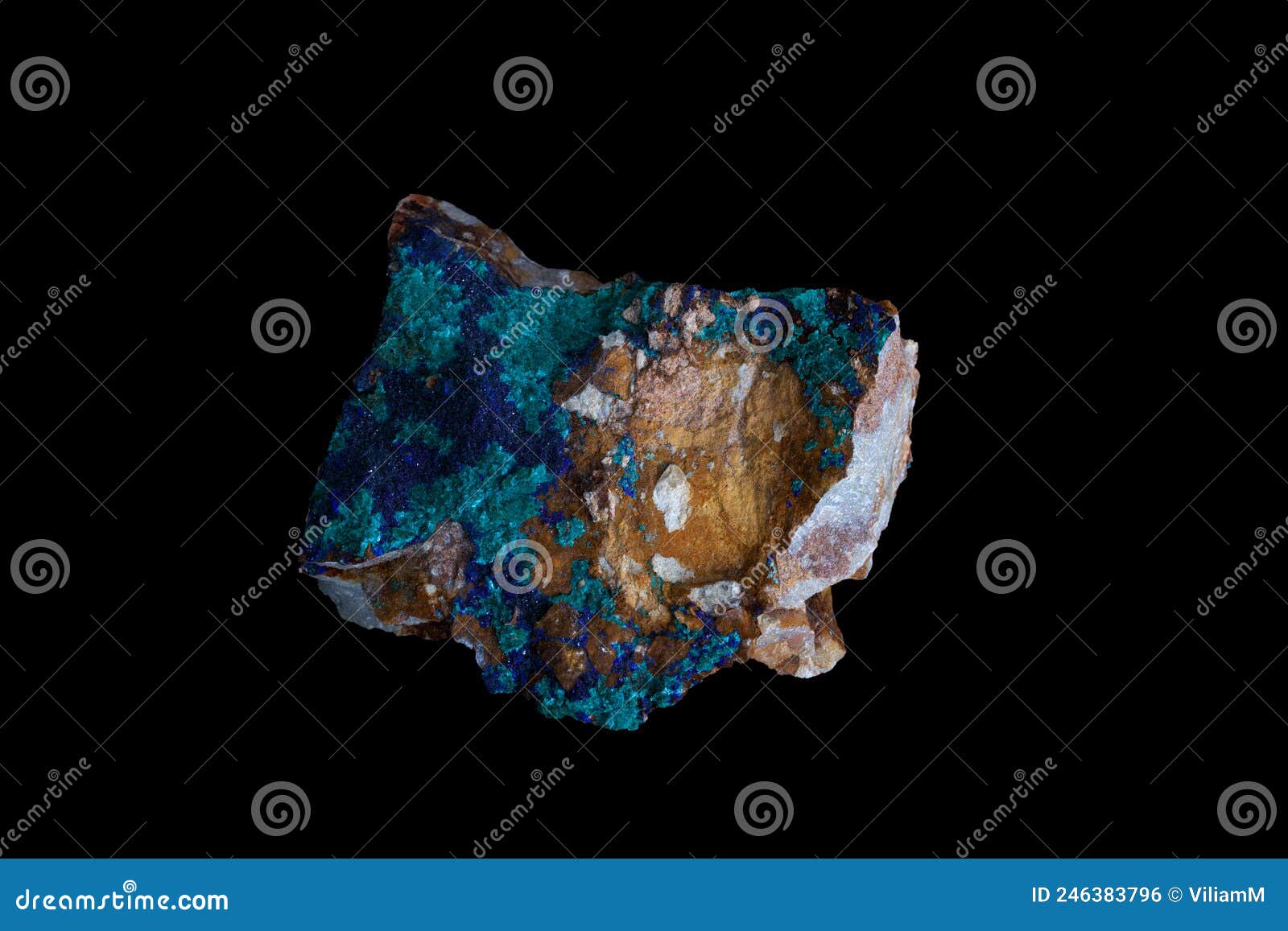 Azurite, a Mineral Stone on Black Background Stock Photo - Image of ...