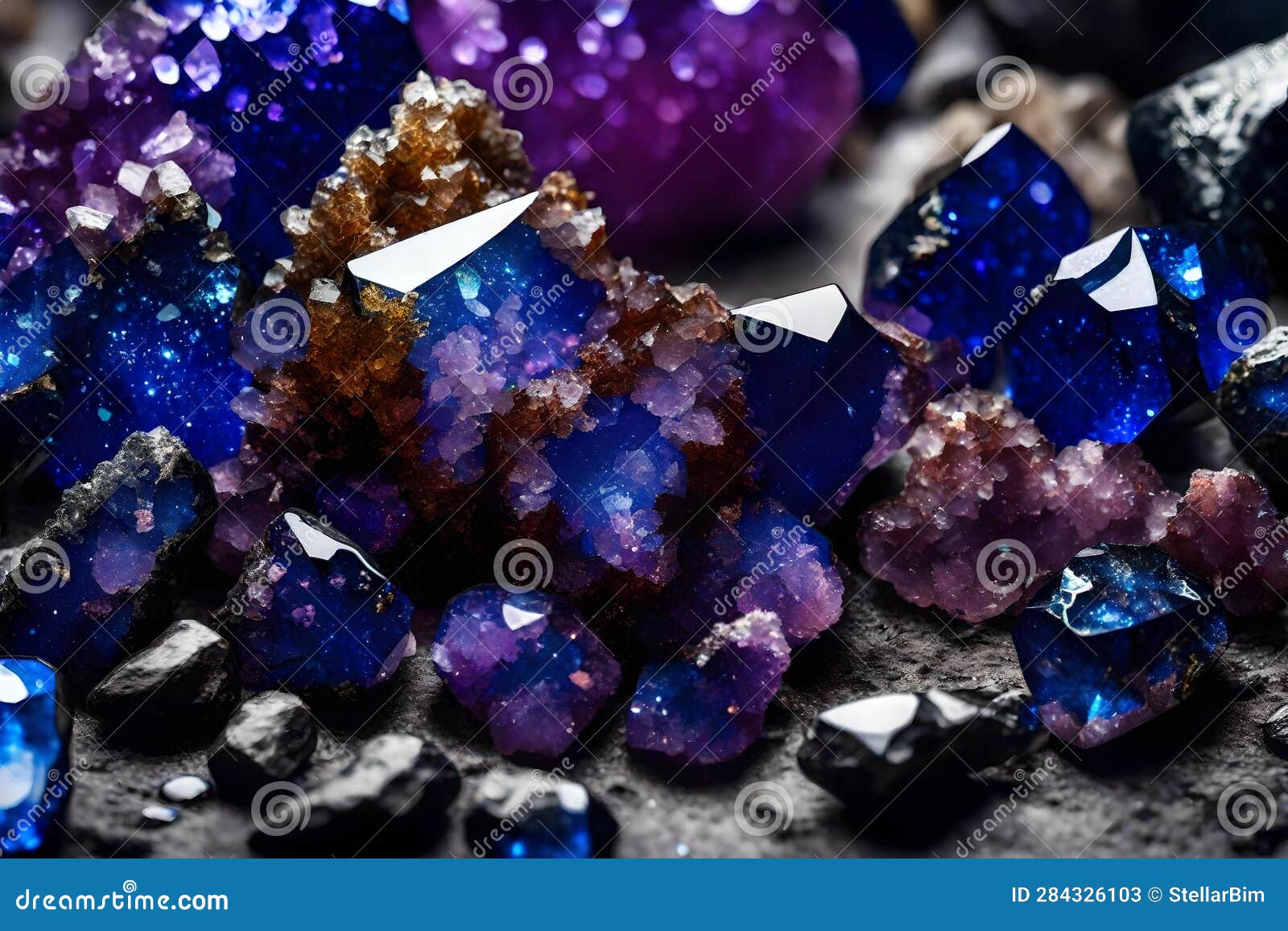 Azurite And Quartz Background Royalty-Free Stock Photography ...