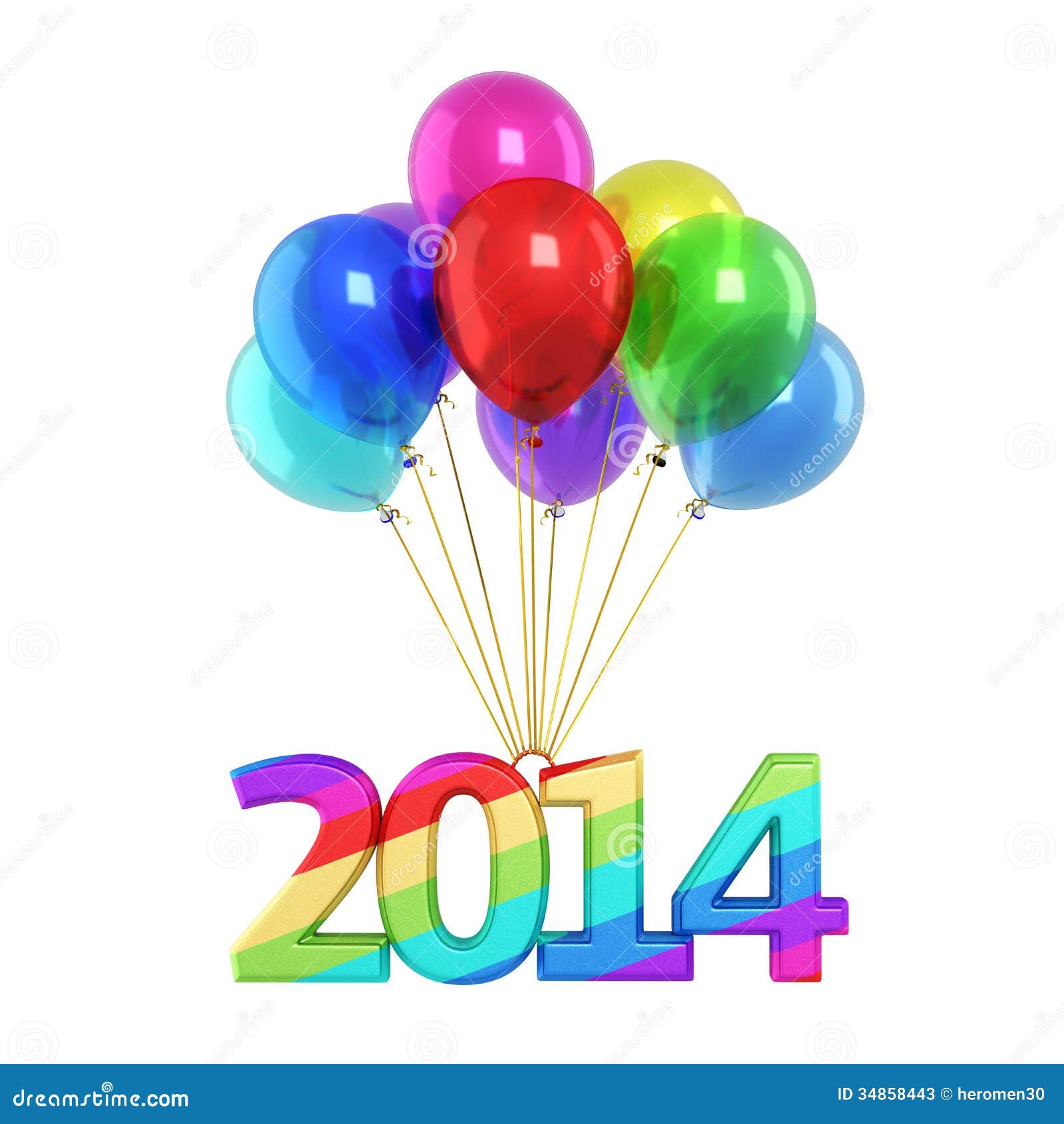 Año Nuevo 2014 De Los Globos Coloridos Stock De Ilustración