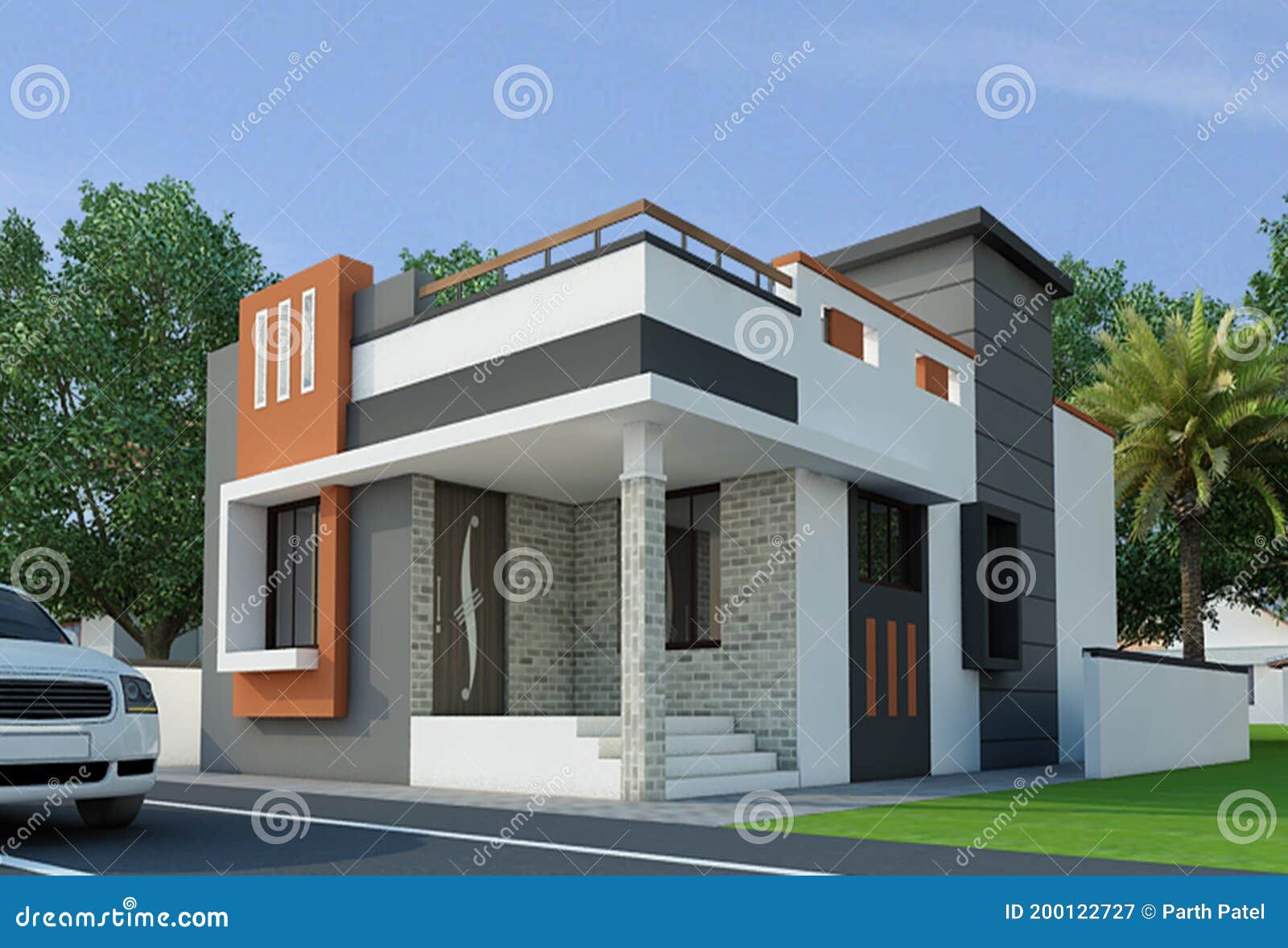 Bâtiment 3d Duplex Moderne Avec Balcon Illustration Stock ...