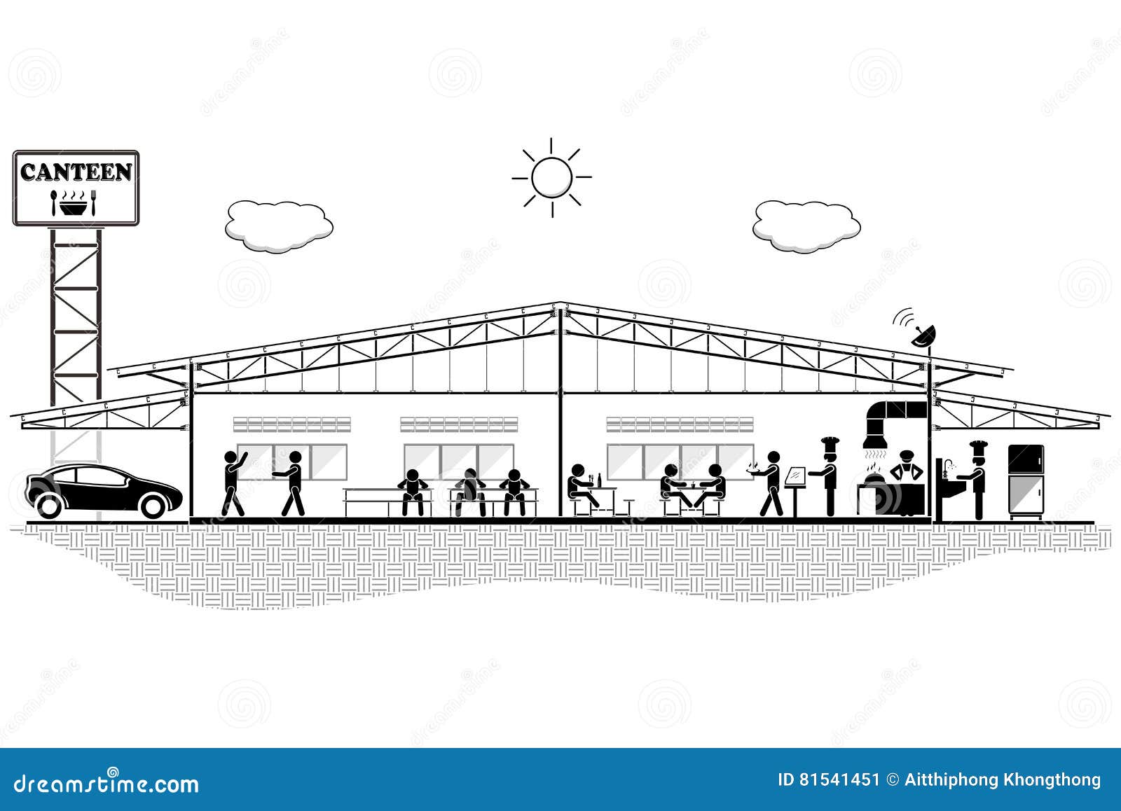 Bâtiment De Cantine, Section De Structure Pour La Cantine, Illustration ...