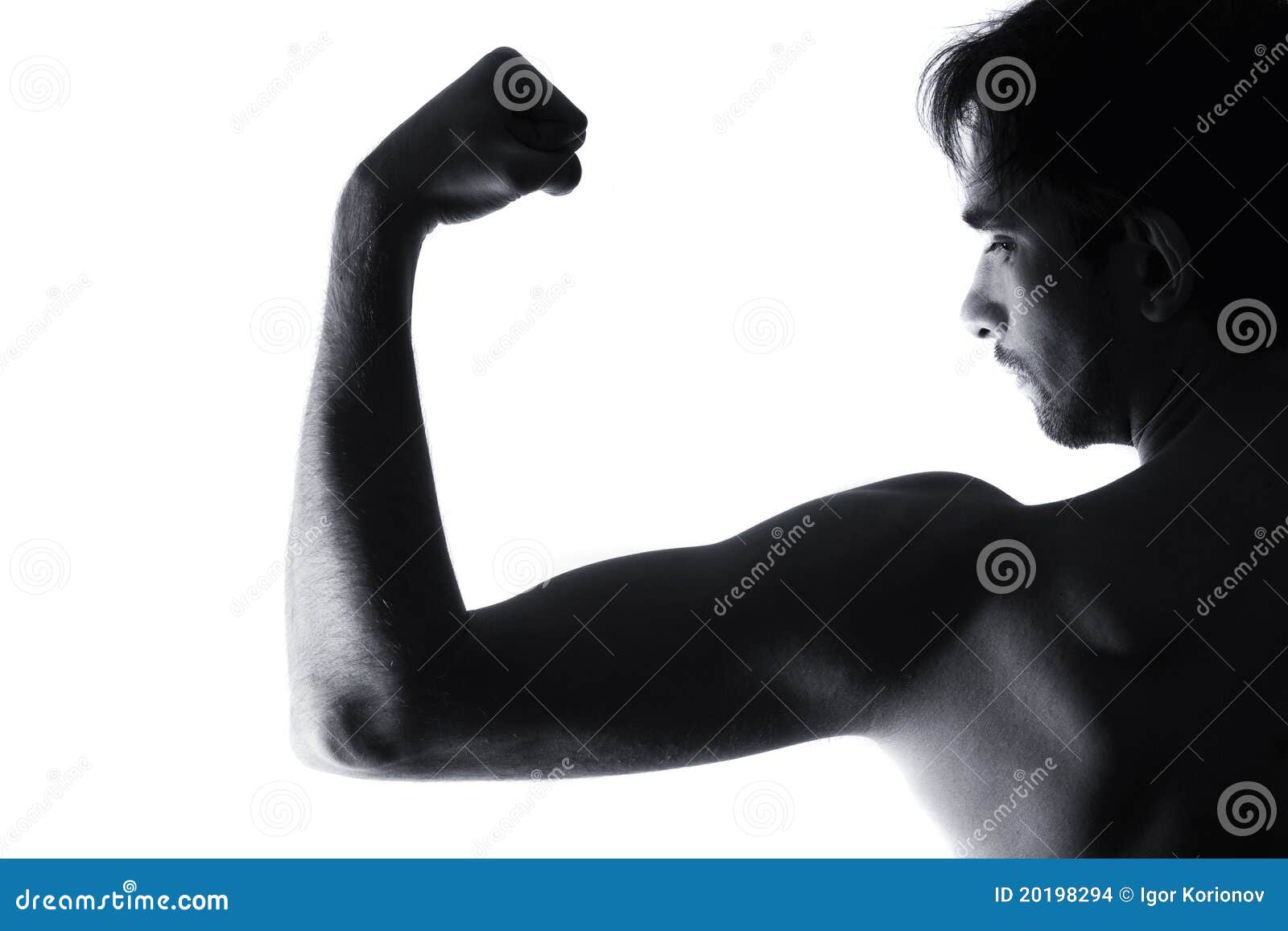 Bíceps masculino e a face foto de stock. Imagem de muscular - 20198294