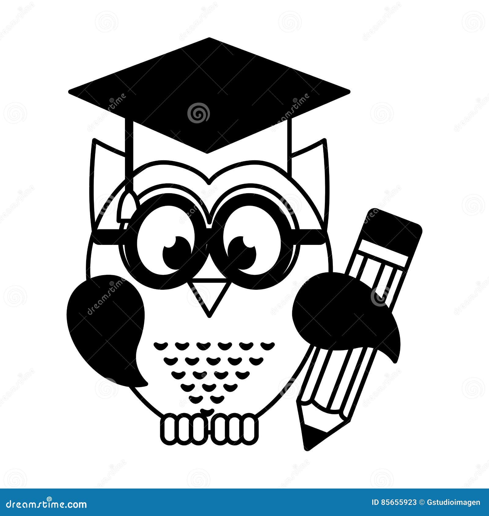 Búho Con El Sombrero De La Graduación Ilustración del Vector ...